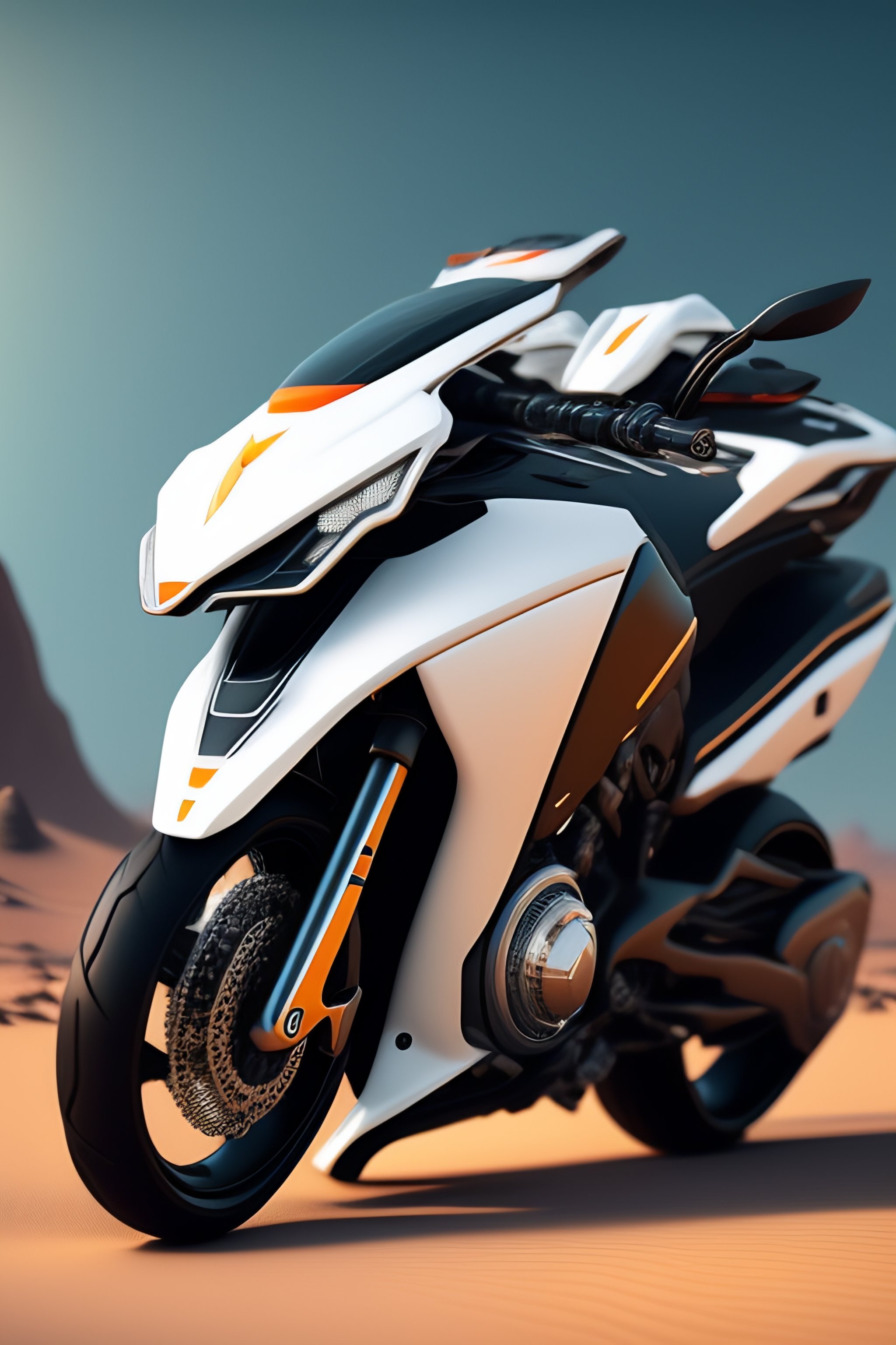 Lexica - White pearl and carbon fiber armoured motorbike in a style of ...