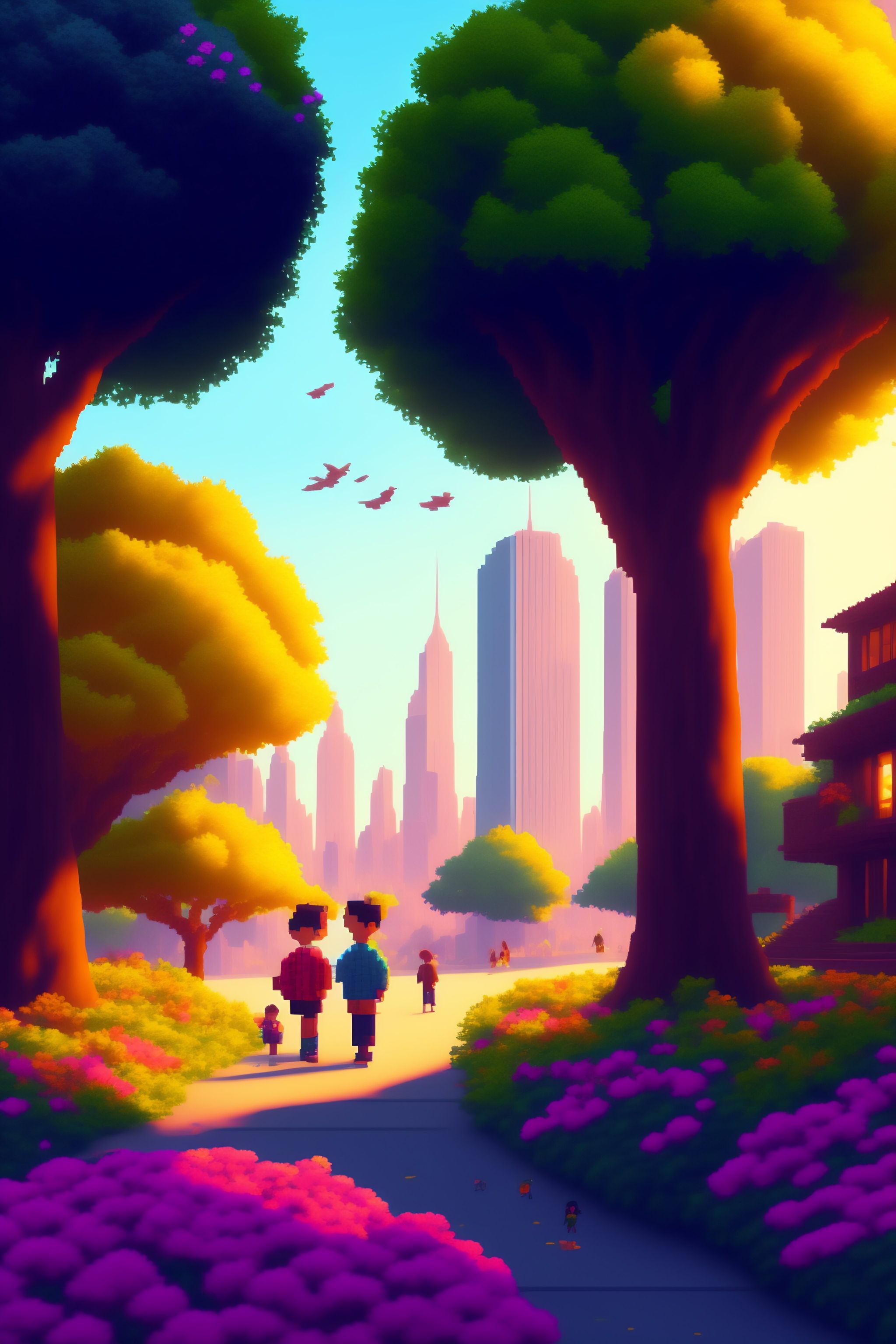 Lexica - Stunning 8k pixel art of Brooklyn neighborhood, lots of trees ...
