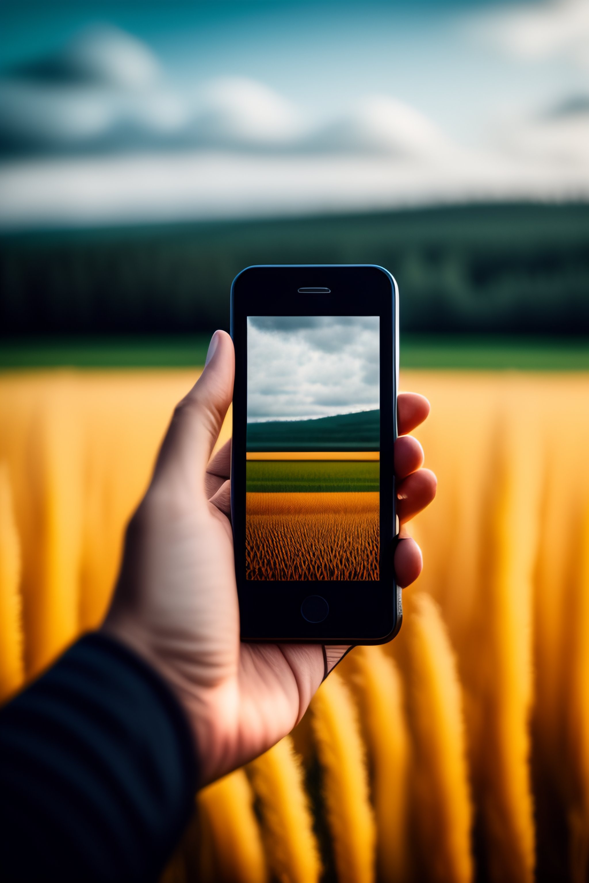 Lexica - Portrait of a masculine farmer using iphone to digiscope in field