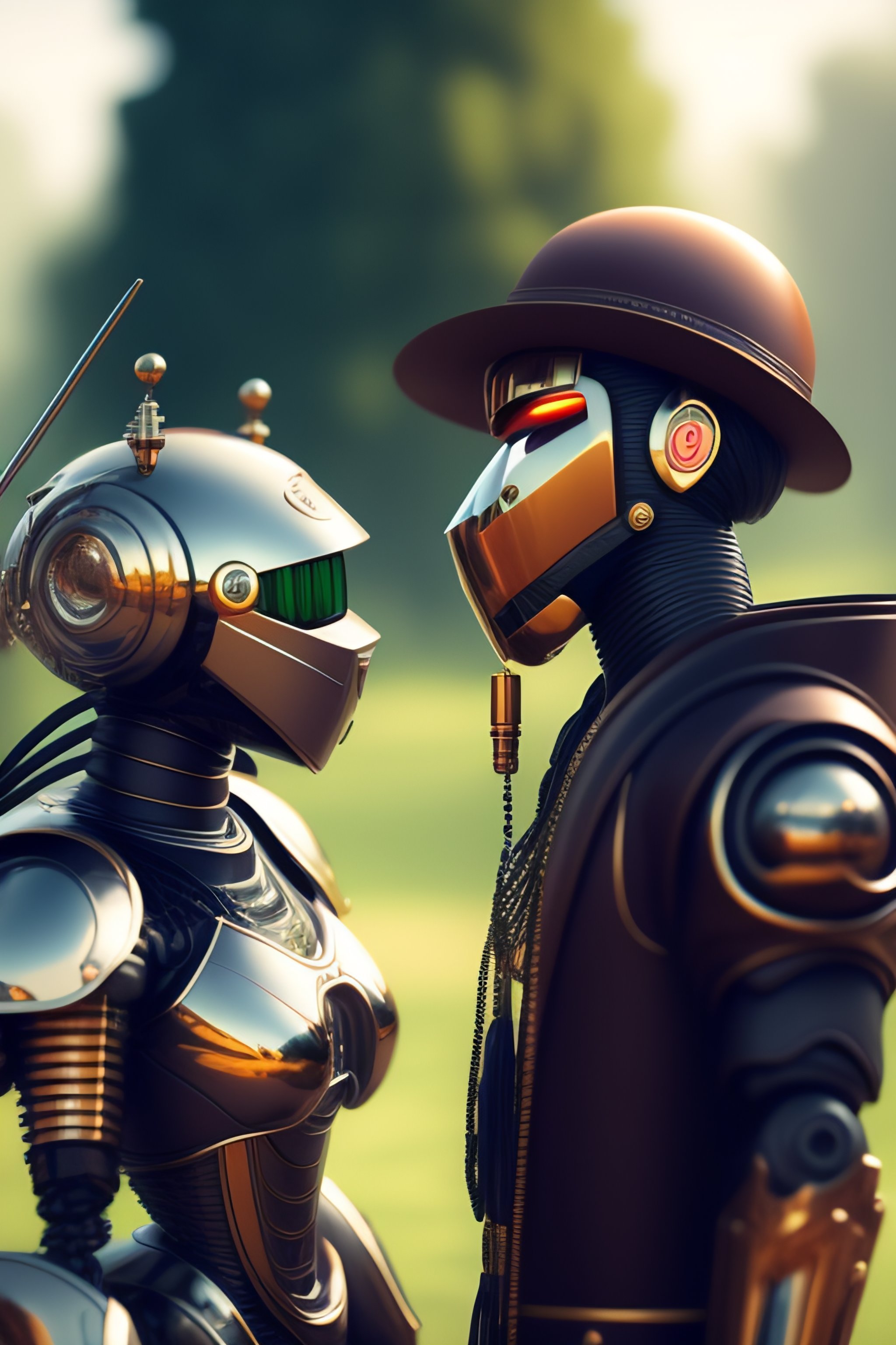 Lexica - Two robots smoking in the park, anime style, 8k