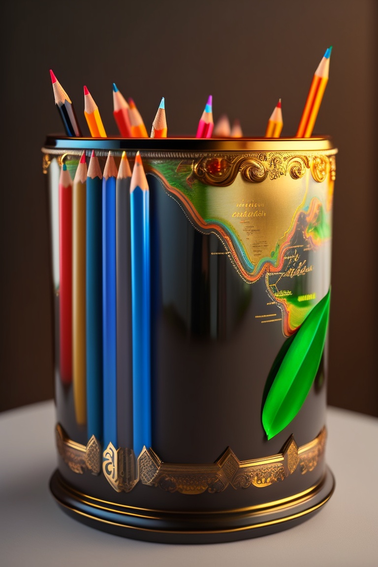 Lexica - Epoxy resin pencil holder with some pencils inside ,Telephoto ...