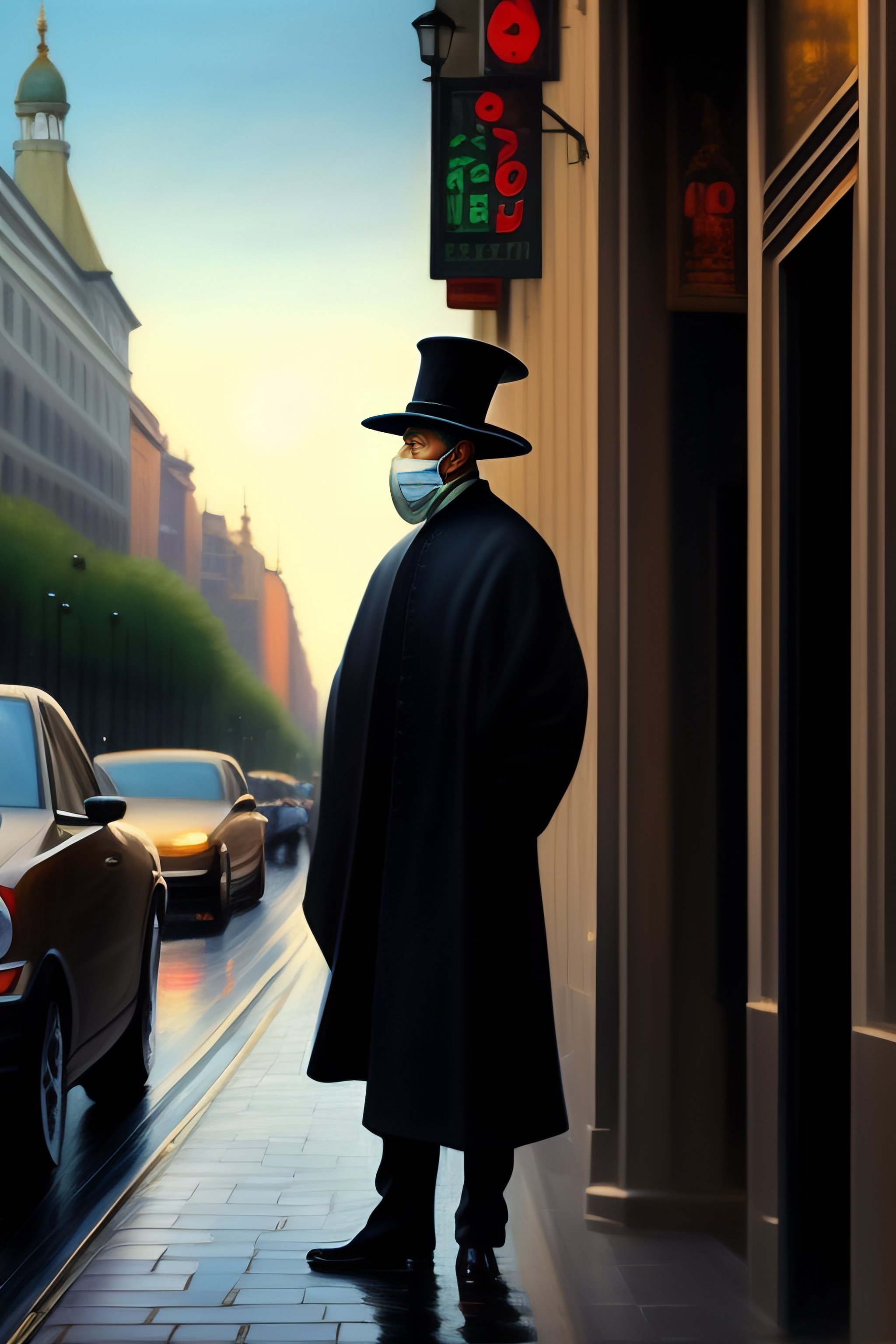 Lexica - High quality painting of Invisible man on a busy street by ...