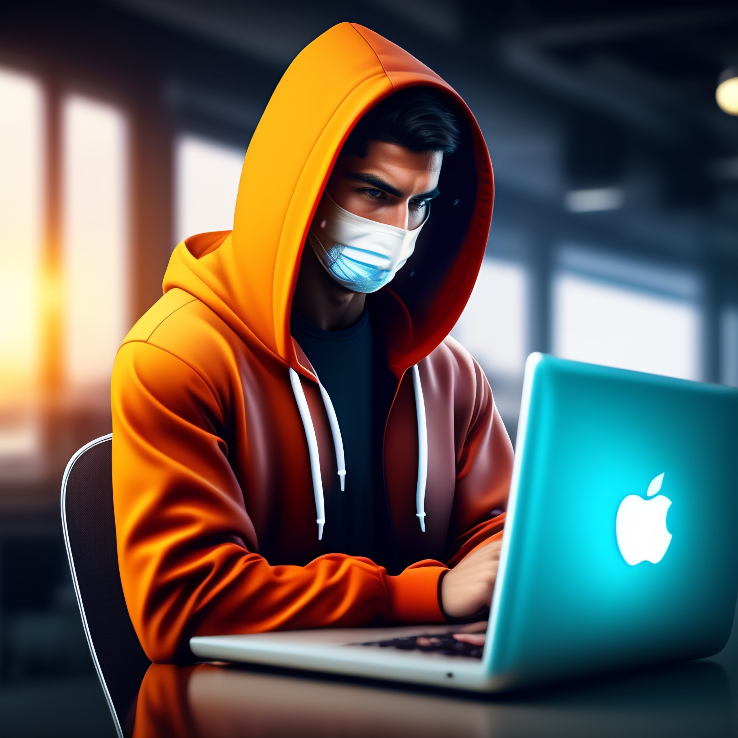 Lexica - Hacker in a hoodie in front of a computer