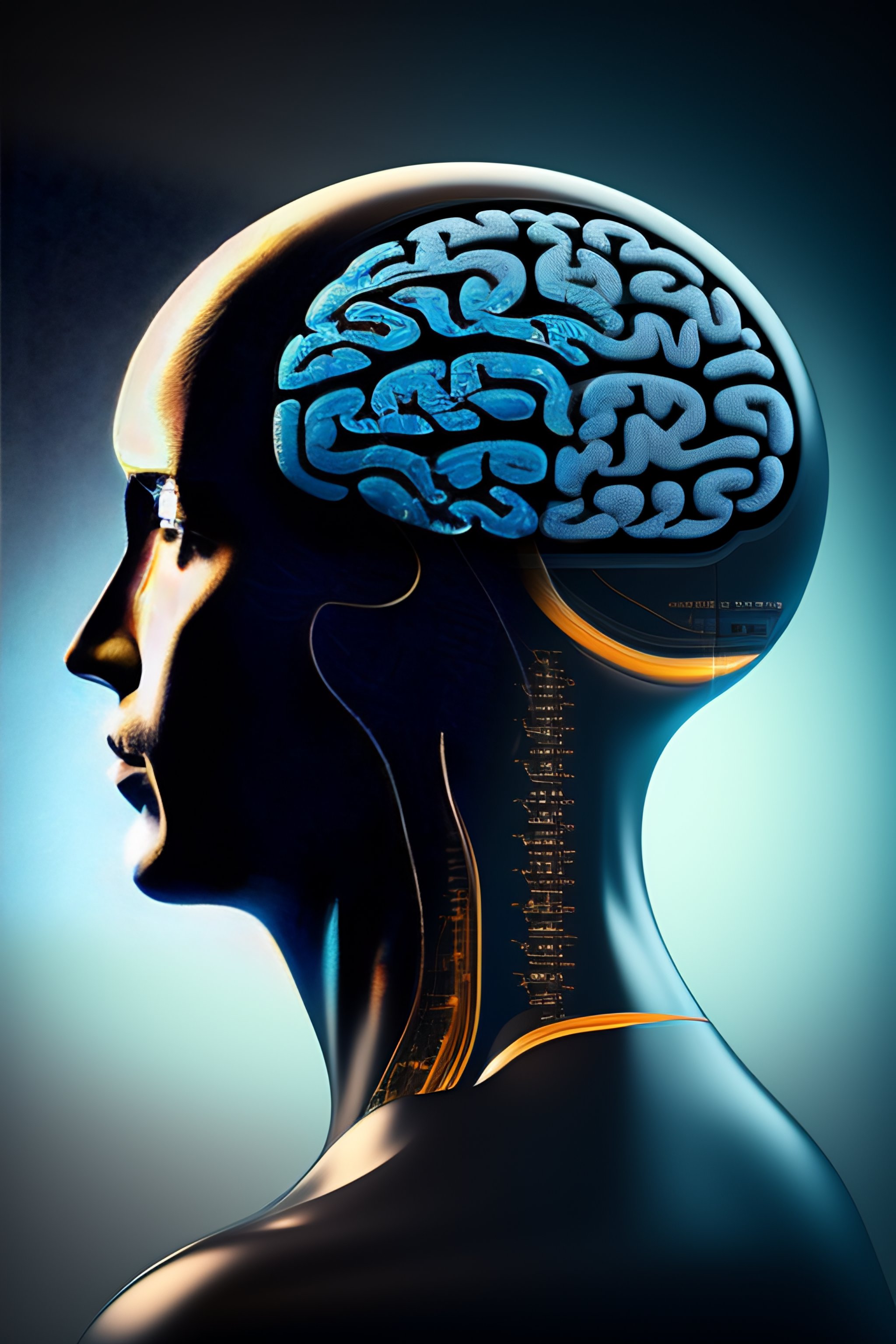 Lexica - Minimalist logo of a human head made of brain, pcb, AI, robot ...