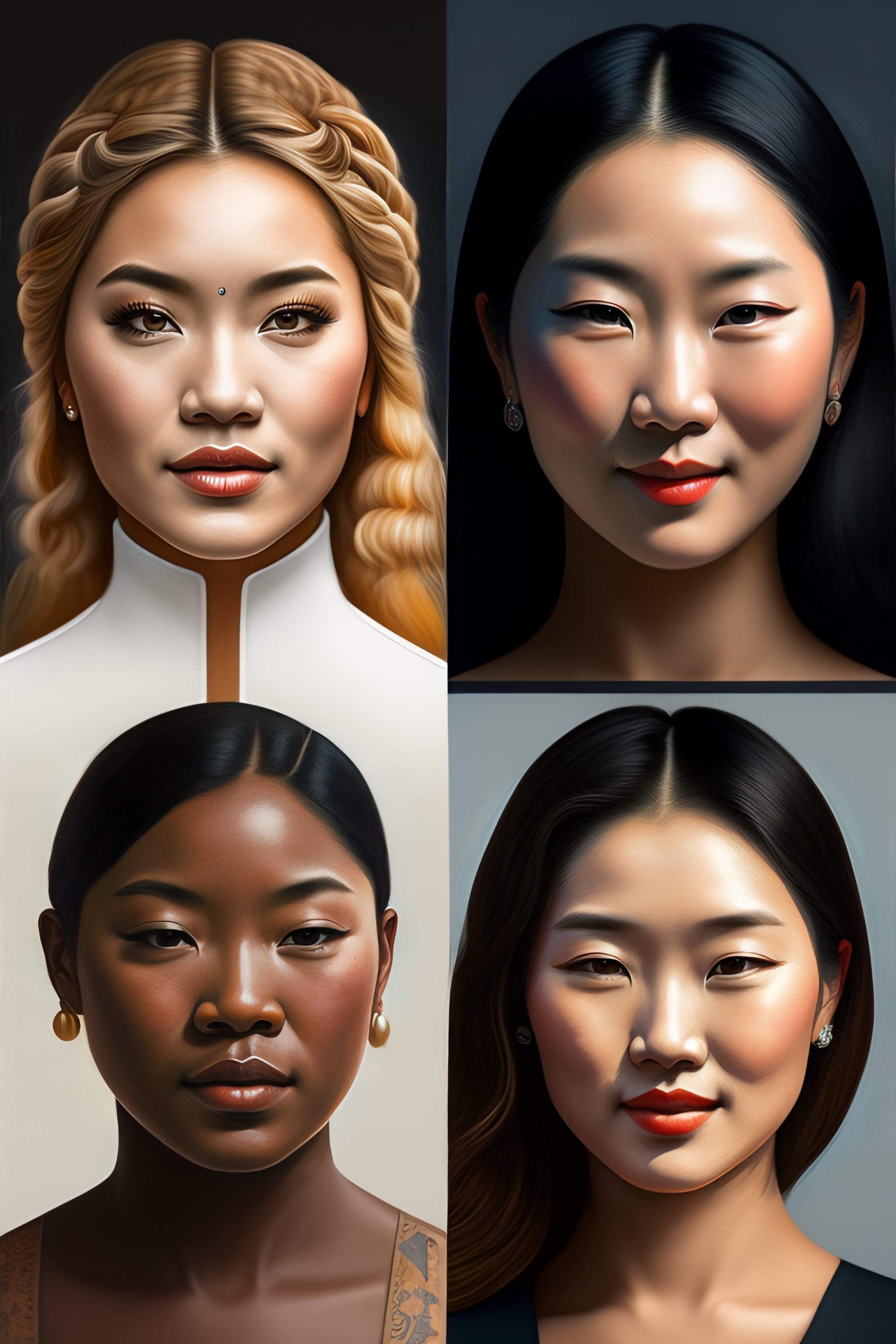 Lexica - Art hiper realists portraits of females, with different body ...