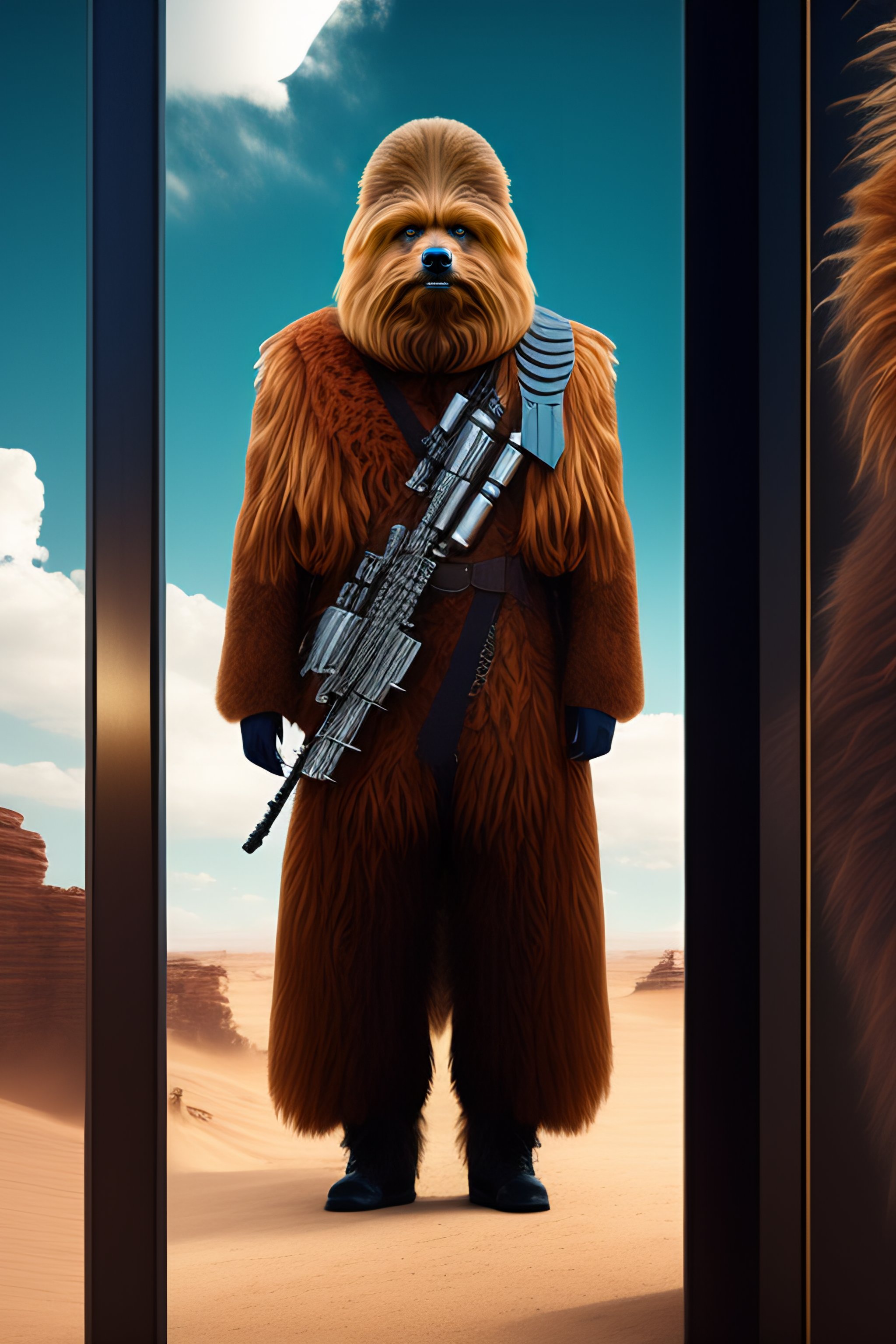 Lexica - Digital art of a futuristic Chewbacca of mad max inside a ...