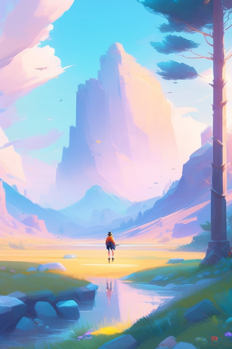 Lexica - Pastel landscape of an anime field. clean sharp digital art ...