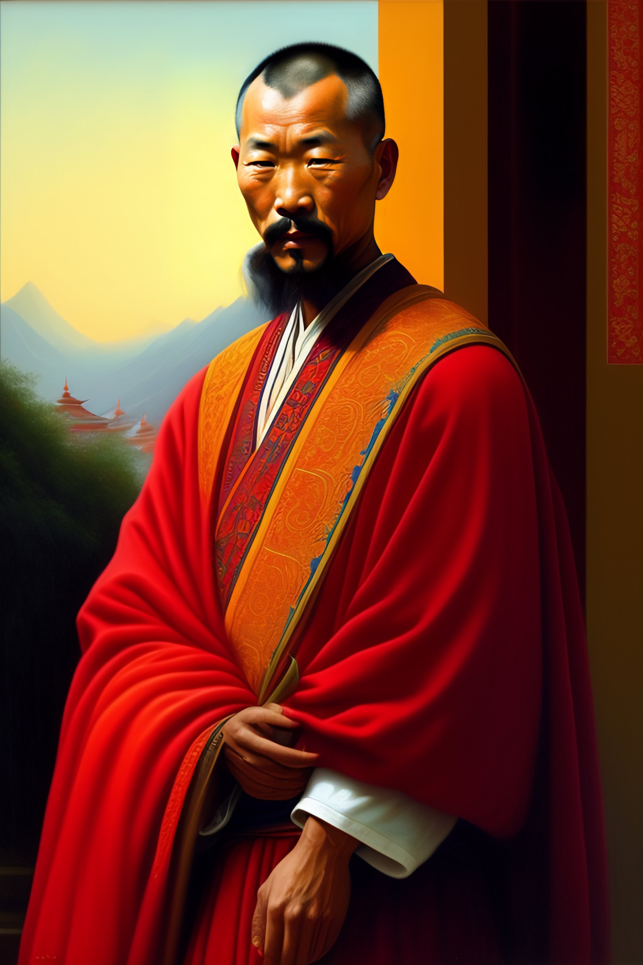 Lexica - Oil paiting of a chinese monk