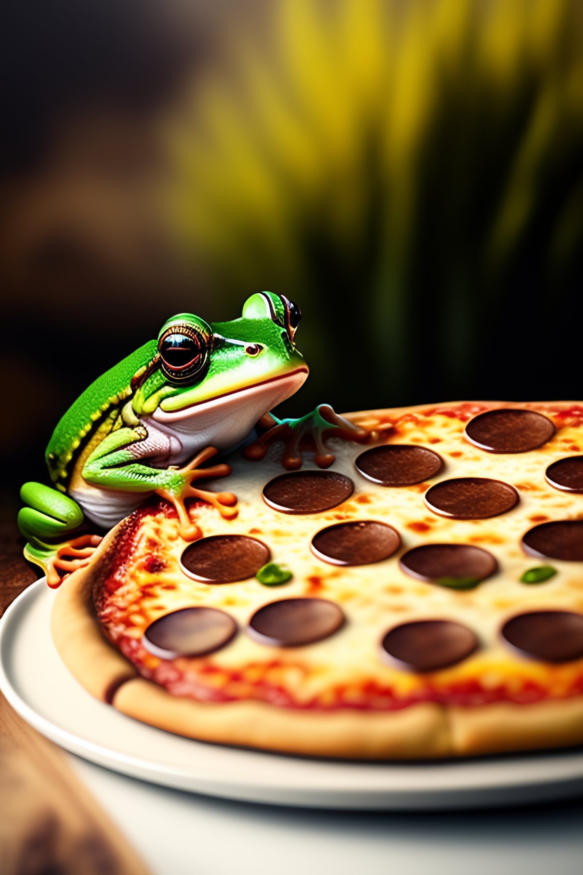 Lexica - Frog eating pizza