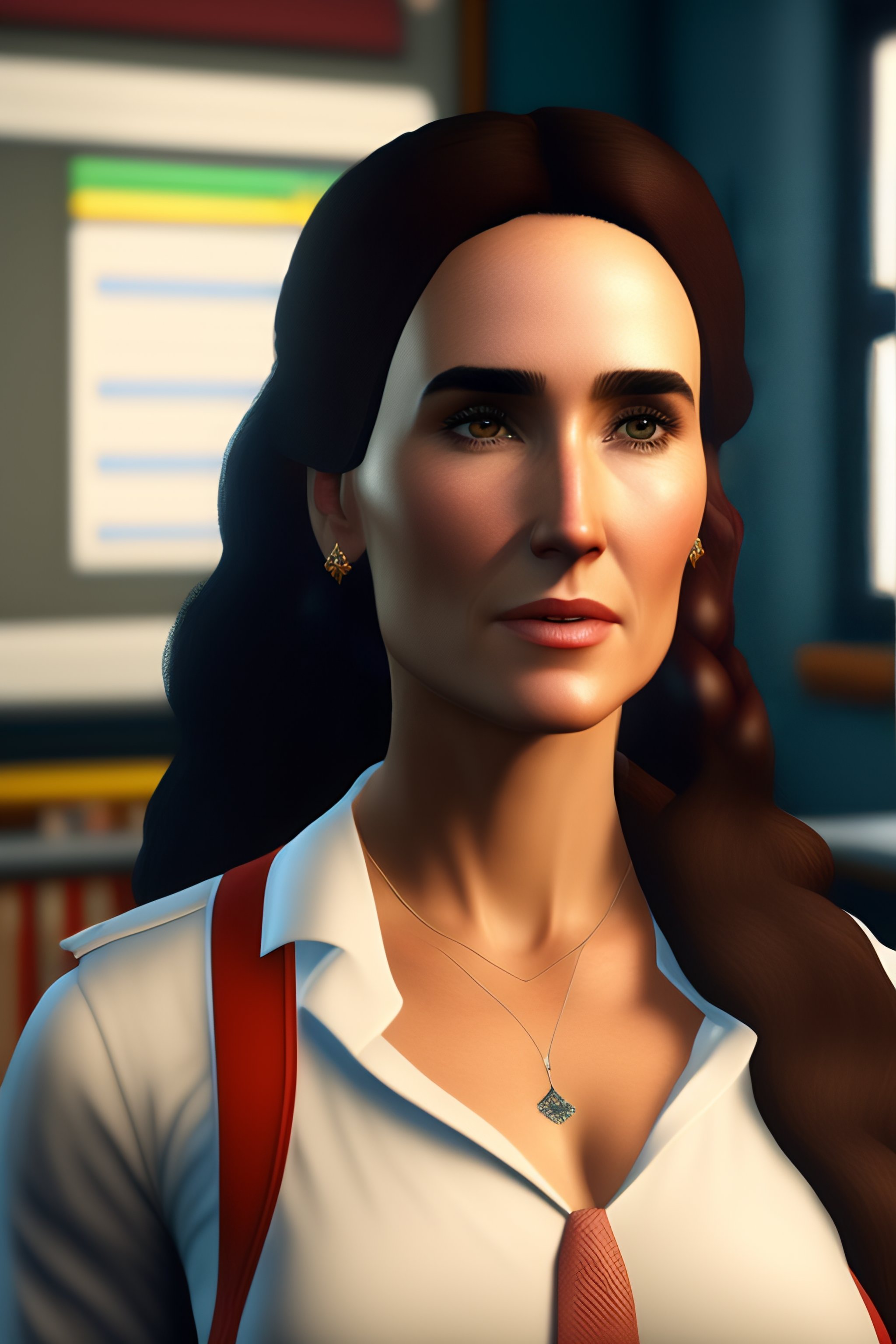 Lexica - Jennifer Connelly as a beautiful school teacher, wearing tight ...