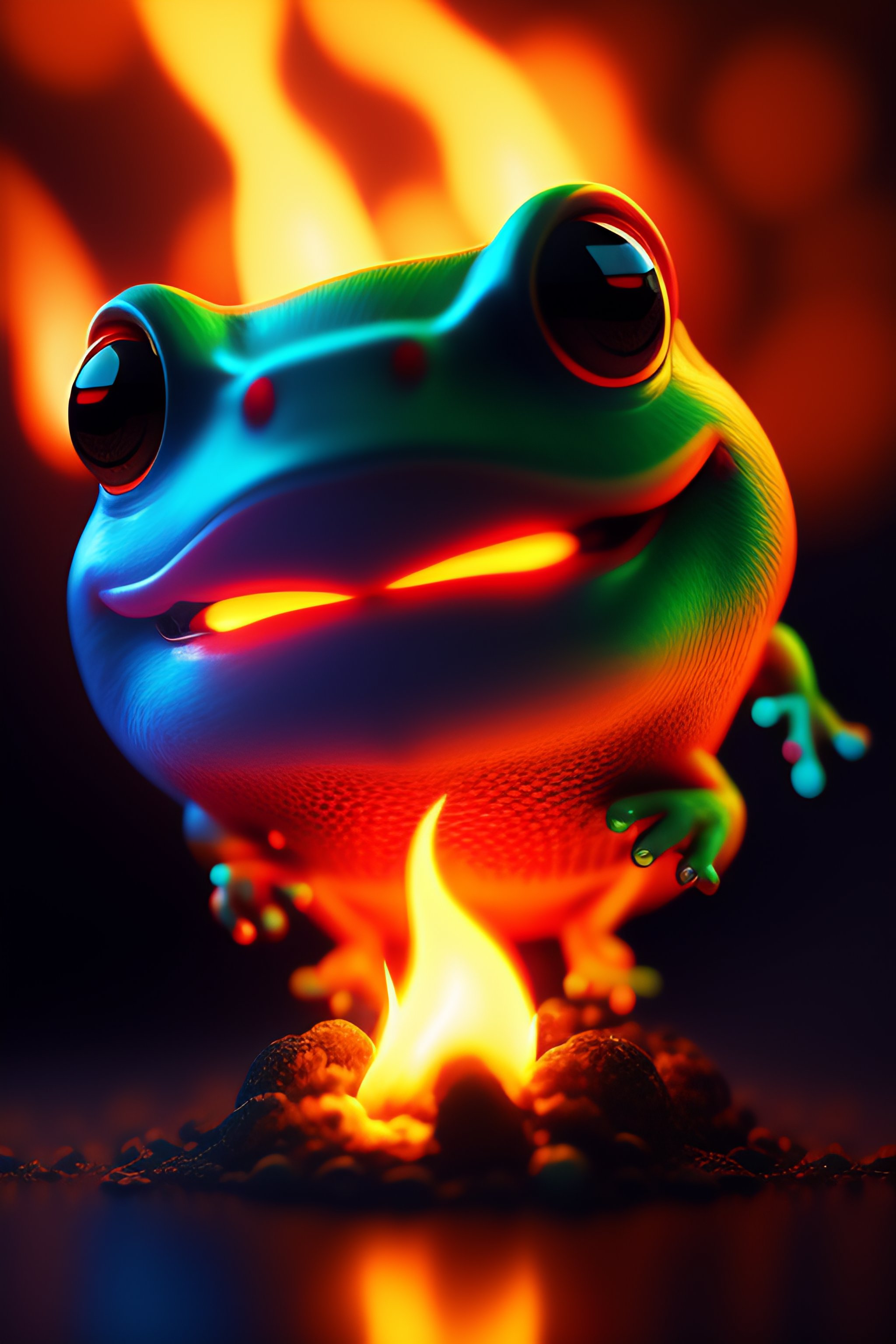 Lexica - Crazy frog on fire volumetric lighting 8k