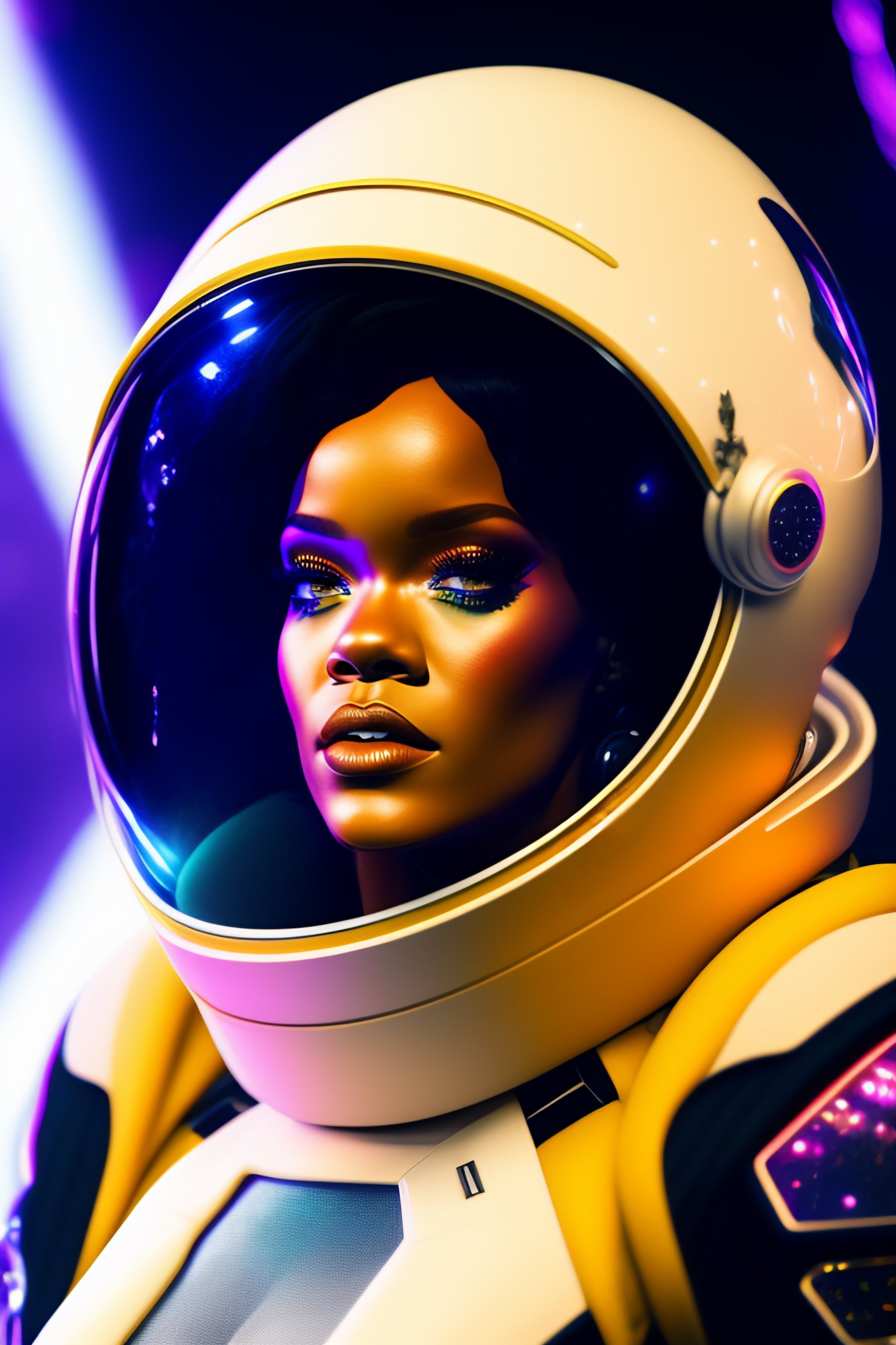 Lexica - Rihanna the singer, is in a futuristic space fighter craft in ...