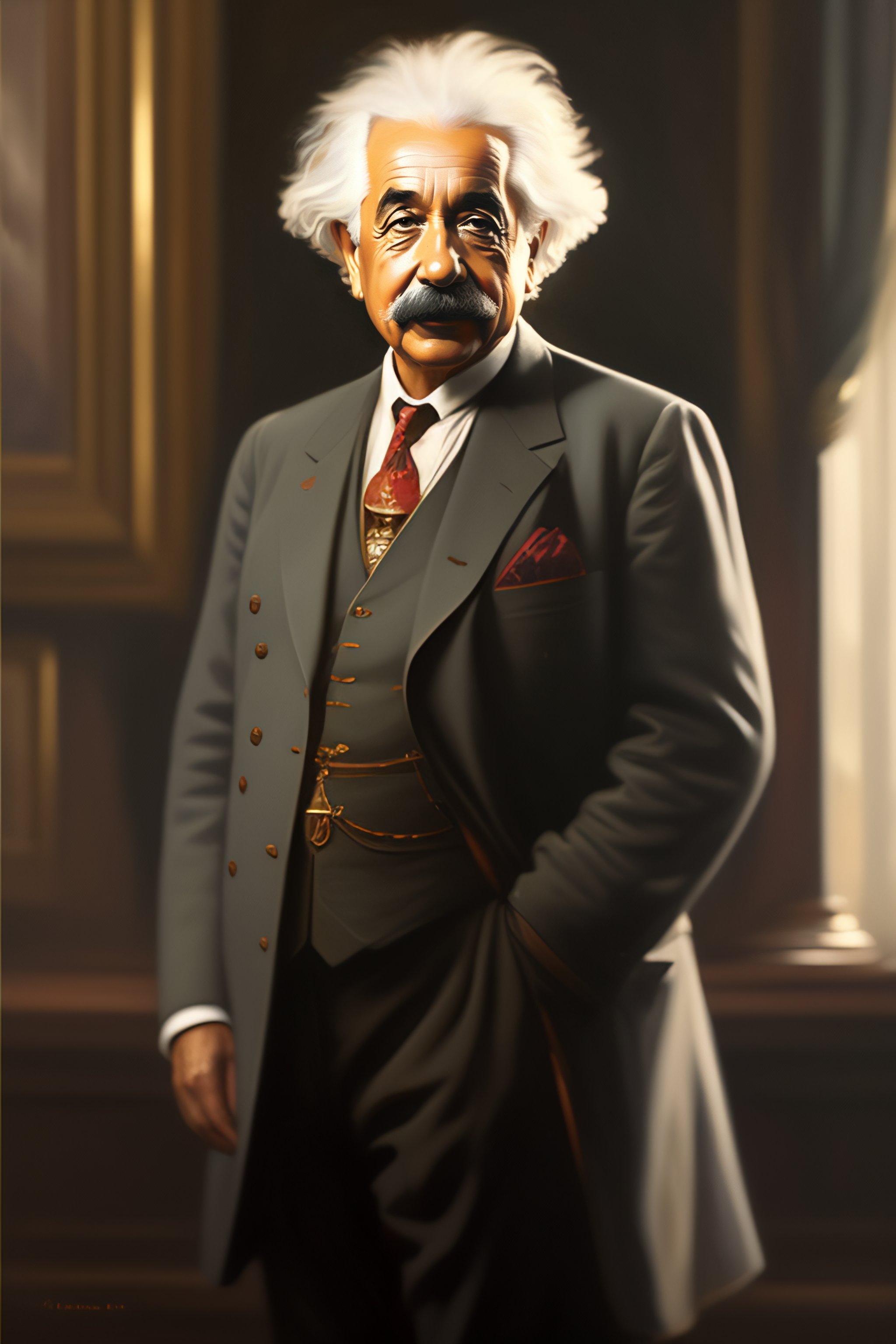 Lexica - Full shot body photo of Albert Einstein, professional majestic ...