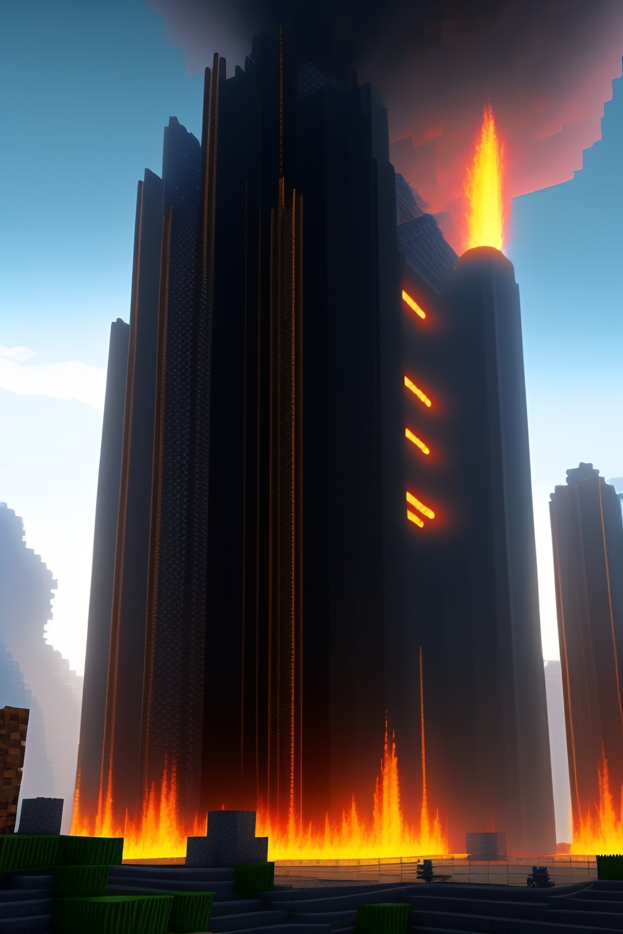 Lexica - Minecraft Anarchy, city destroyed with black smoke, Rubble ...