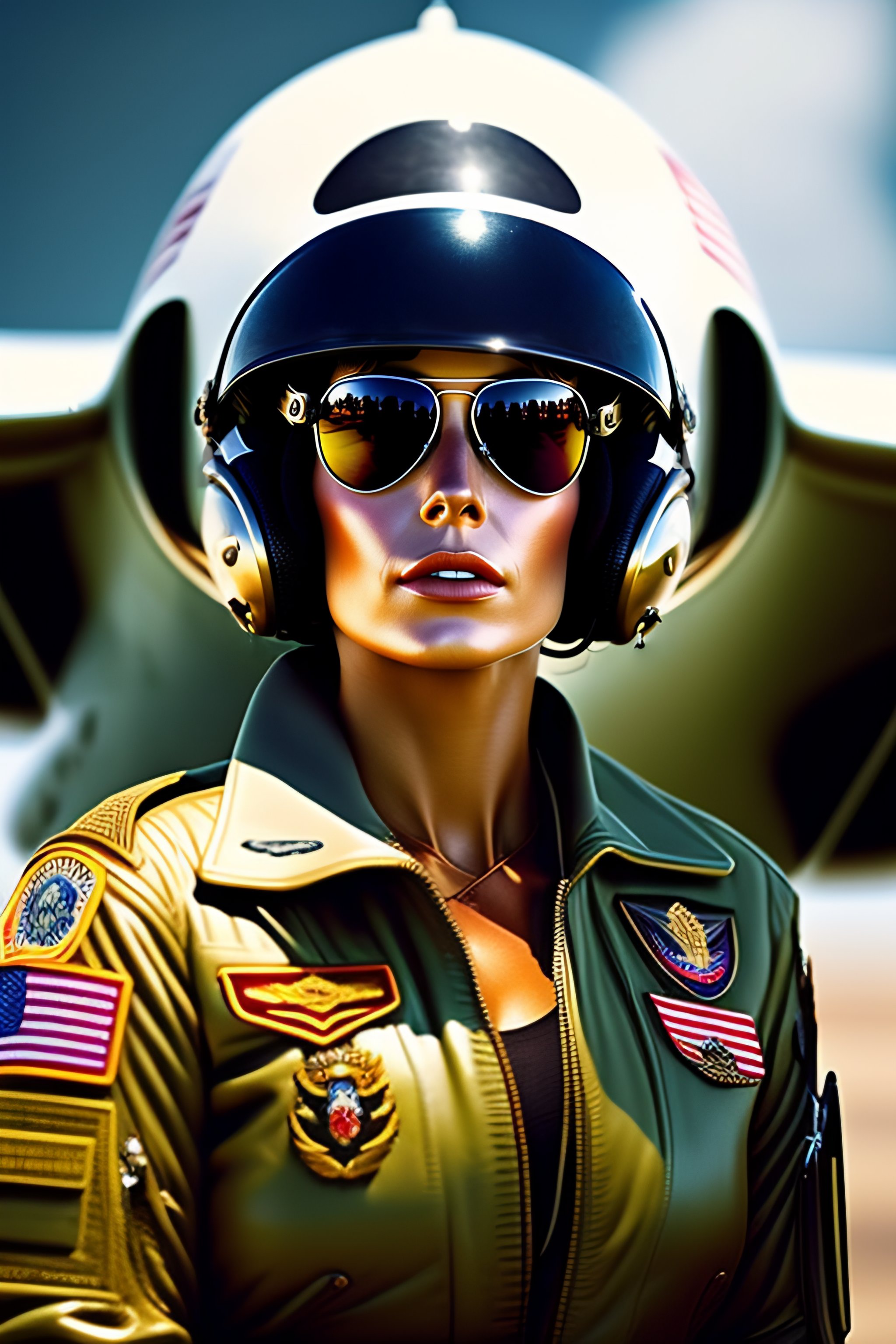 Lexica - Female aviator.top gun pilot, lady gaga