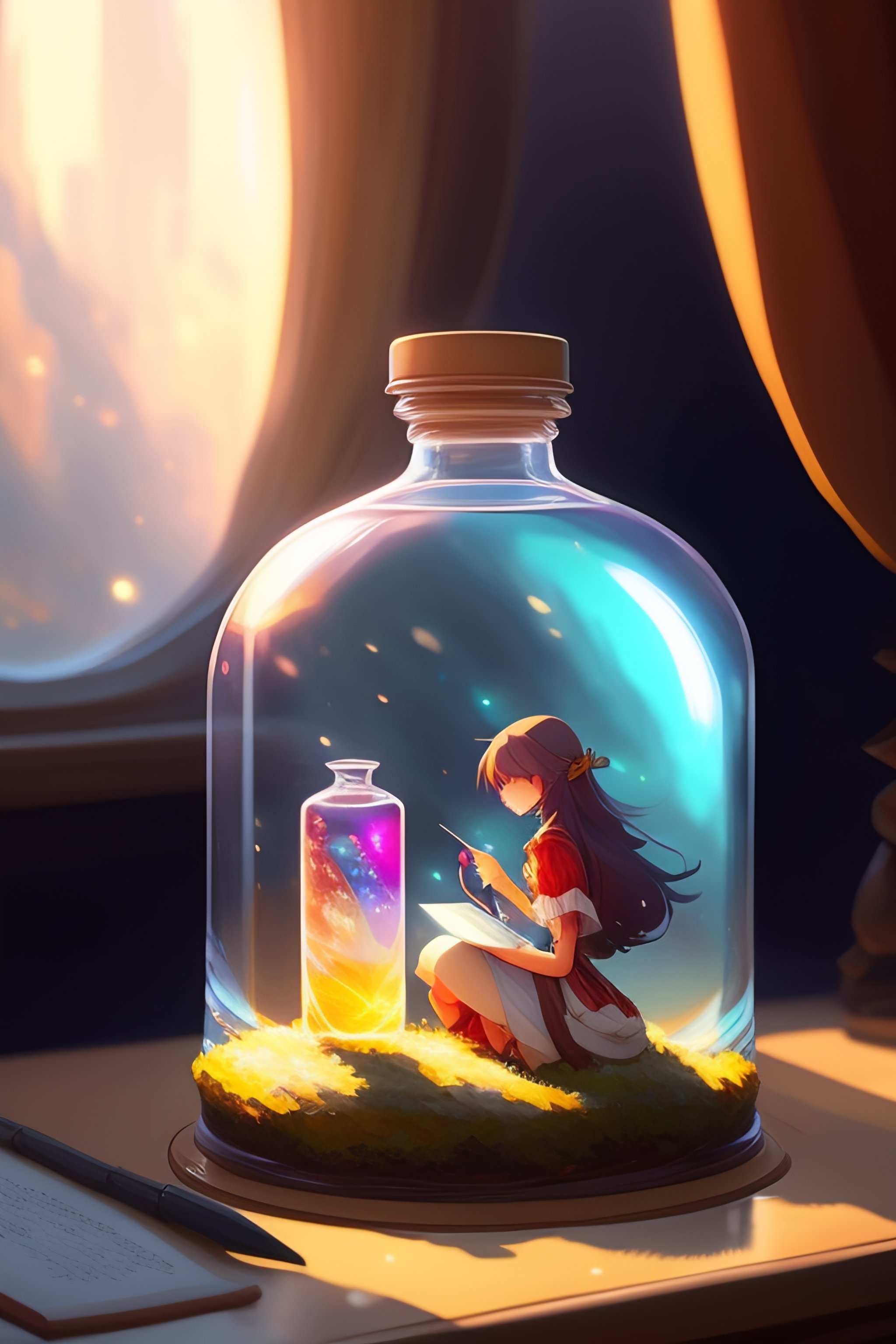 Lexica - Arcane style, one single colorful potion in a round bottle ...