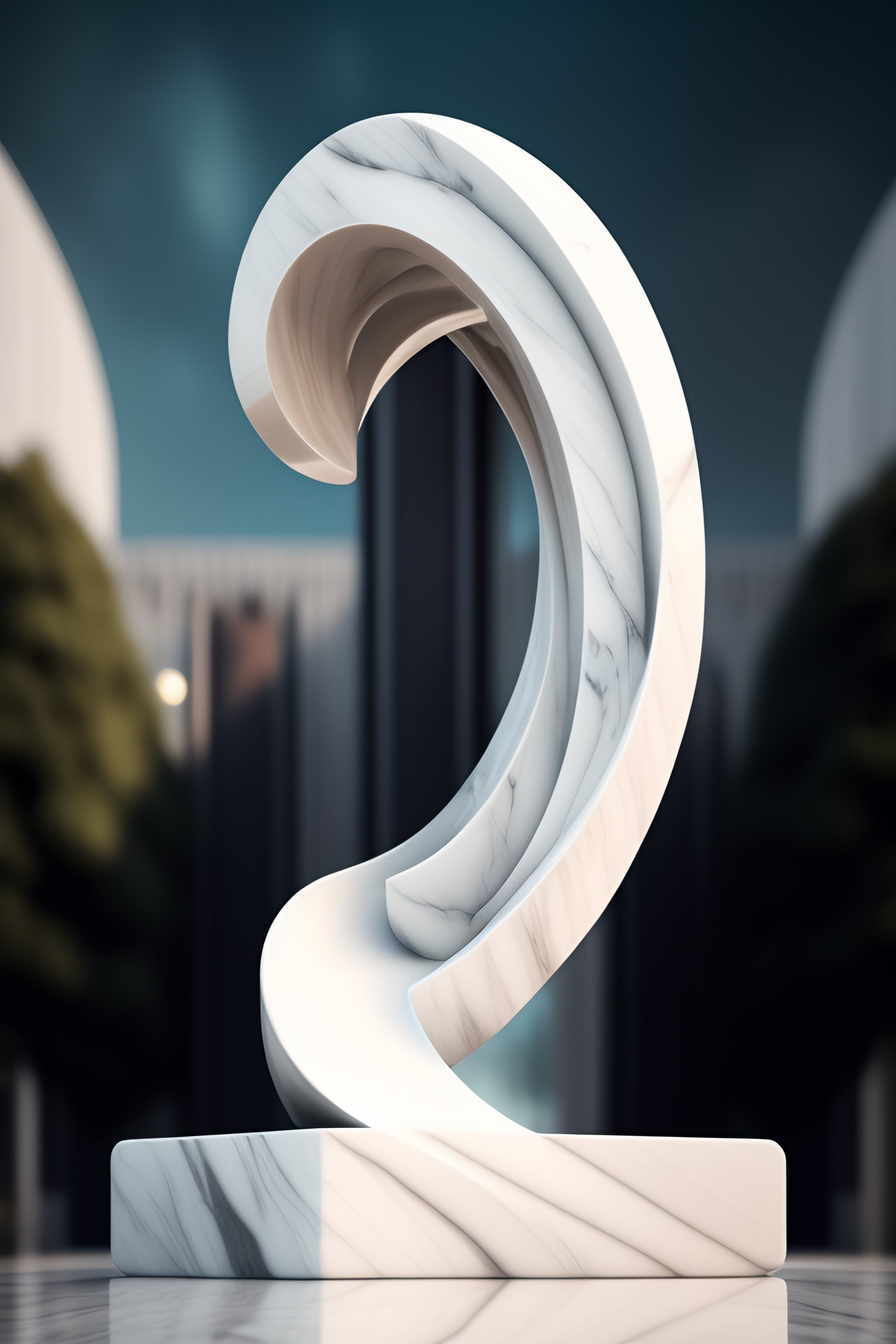 Lexica - Formalistic sculptures from marble, form the word "E", "N", "N", "I", "O", nature ...