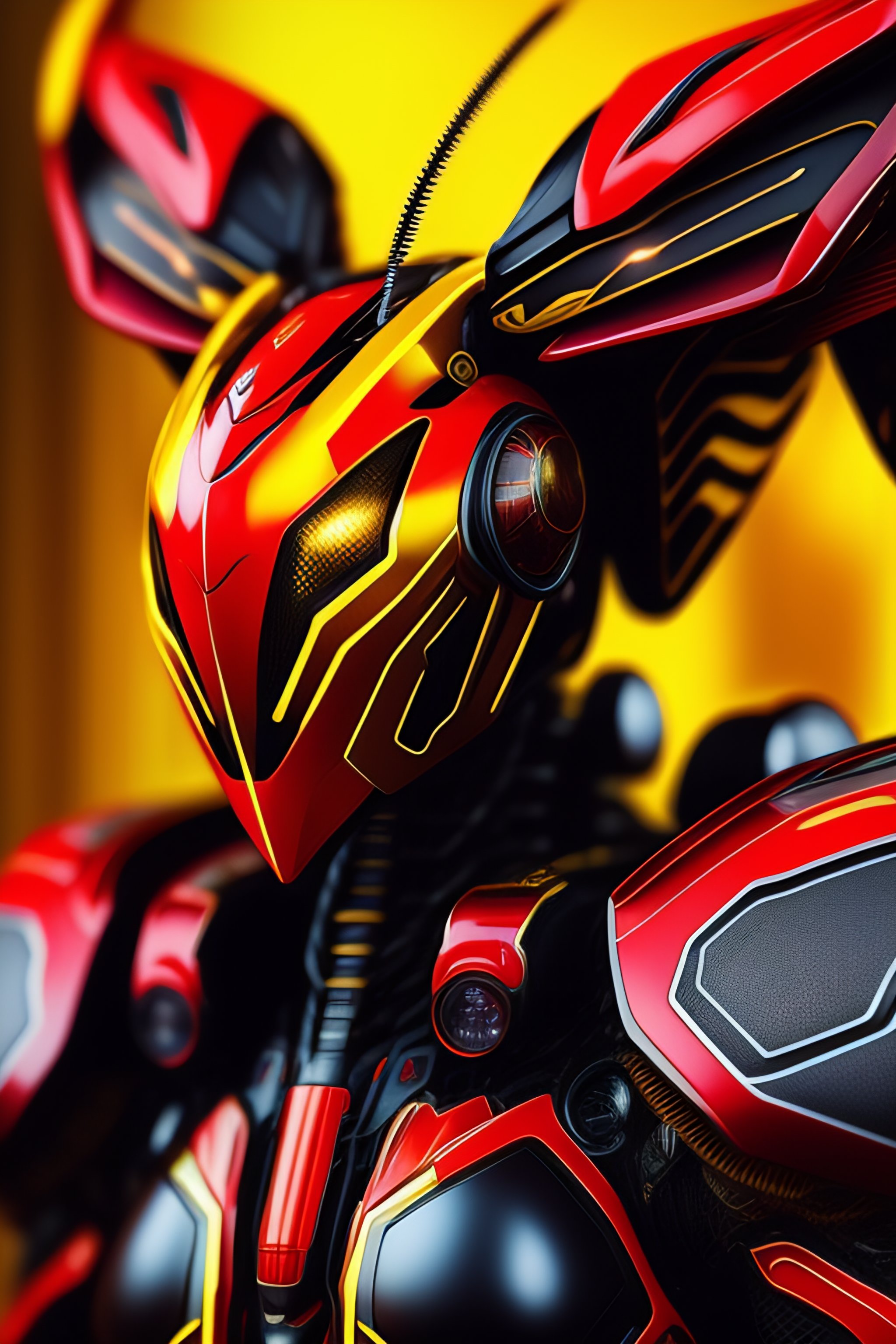 Lexica - An extremely complex and advanced cyborg male yellow, red and ...