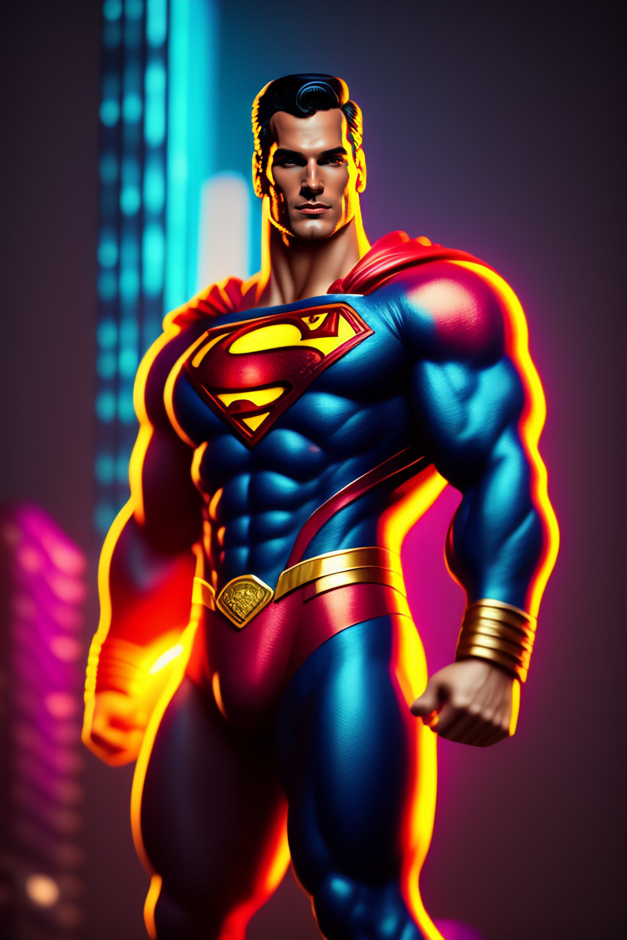 Lexica - Pixel image Superman destroyed diffuse city night background ...