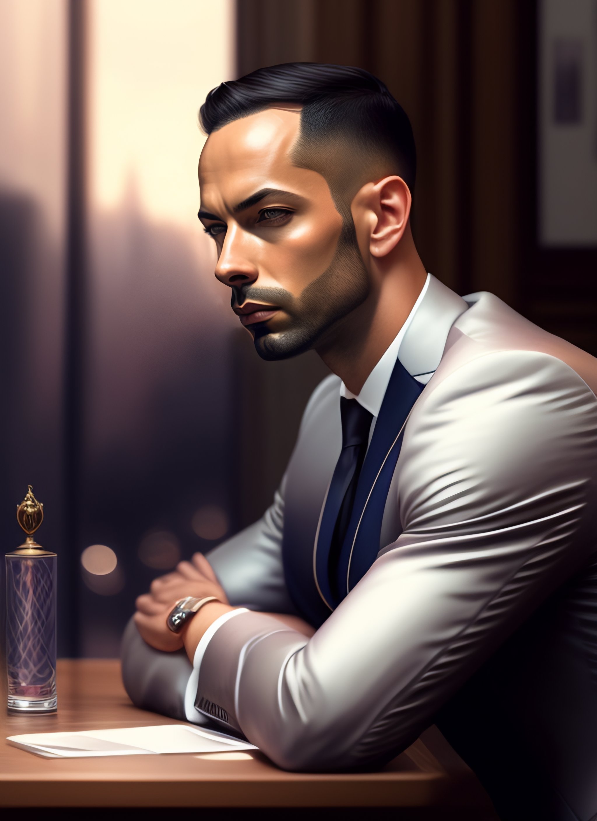 Lexica - A highly detailed illustration of Andrew Tate wearing a suit ...