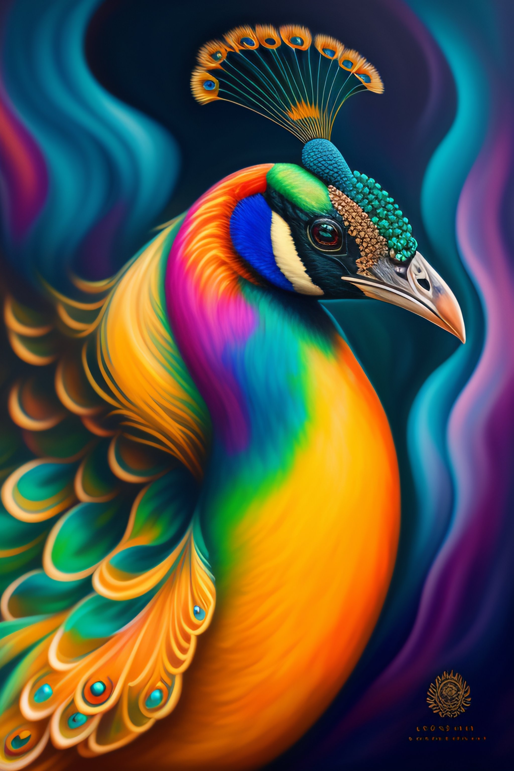 Lexica - Peacock full color painting