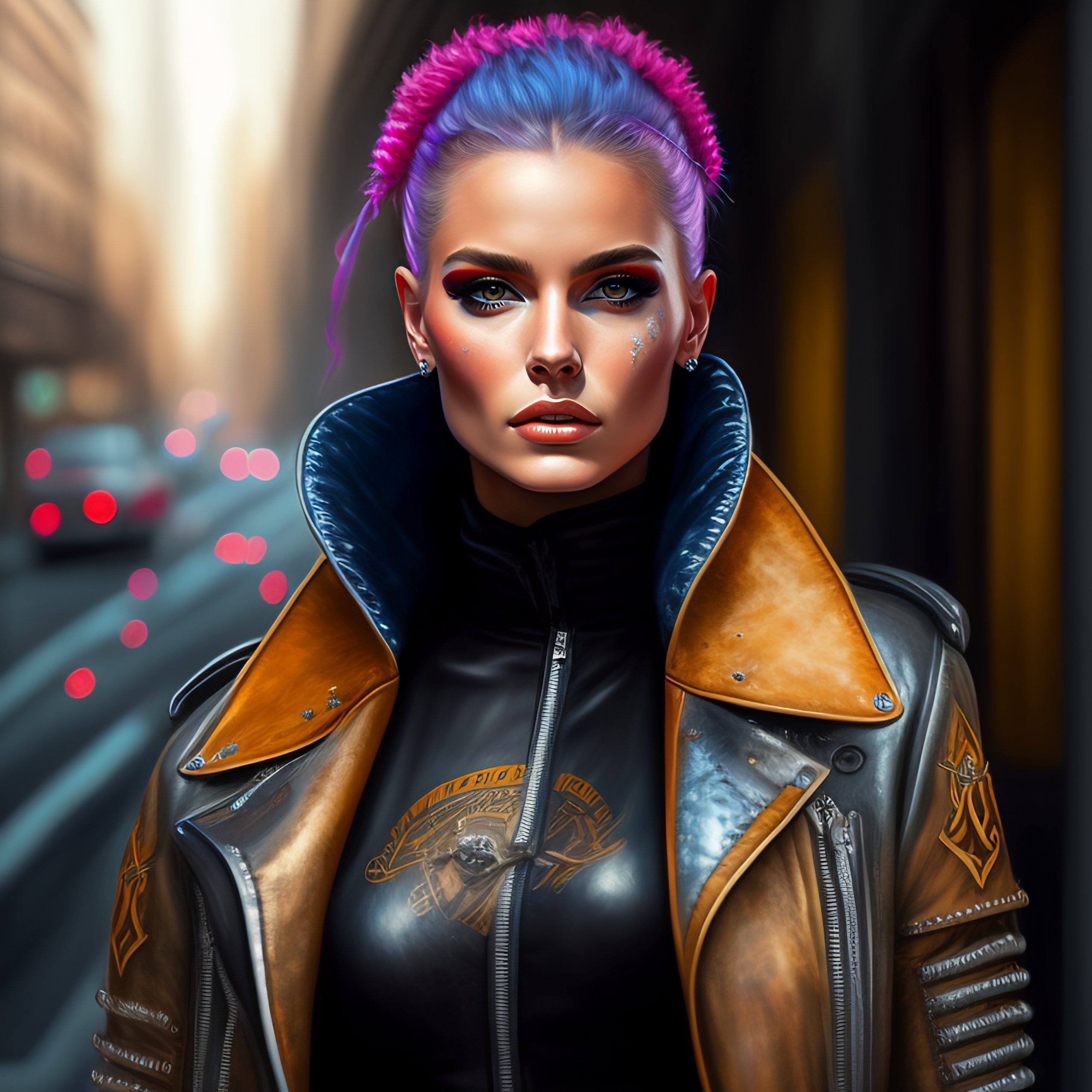 Lexica - Cute punk scull girl, mad max jacket, renaissance, cables on ...