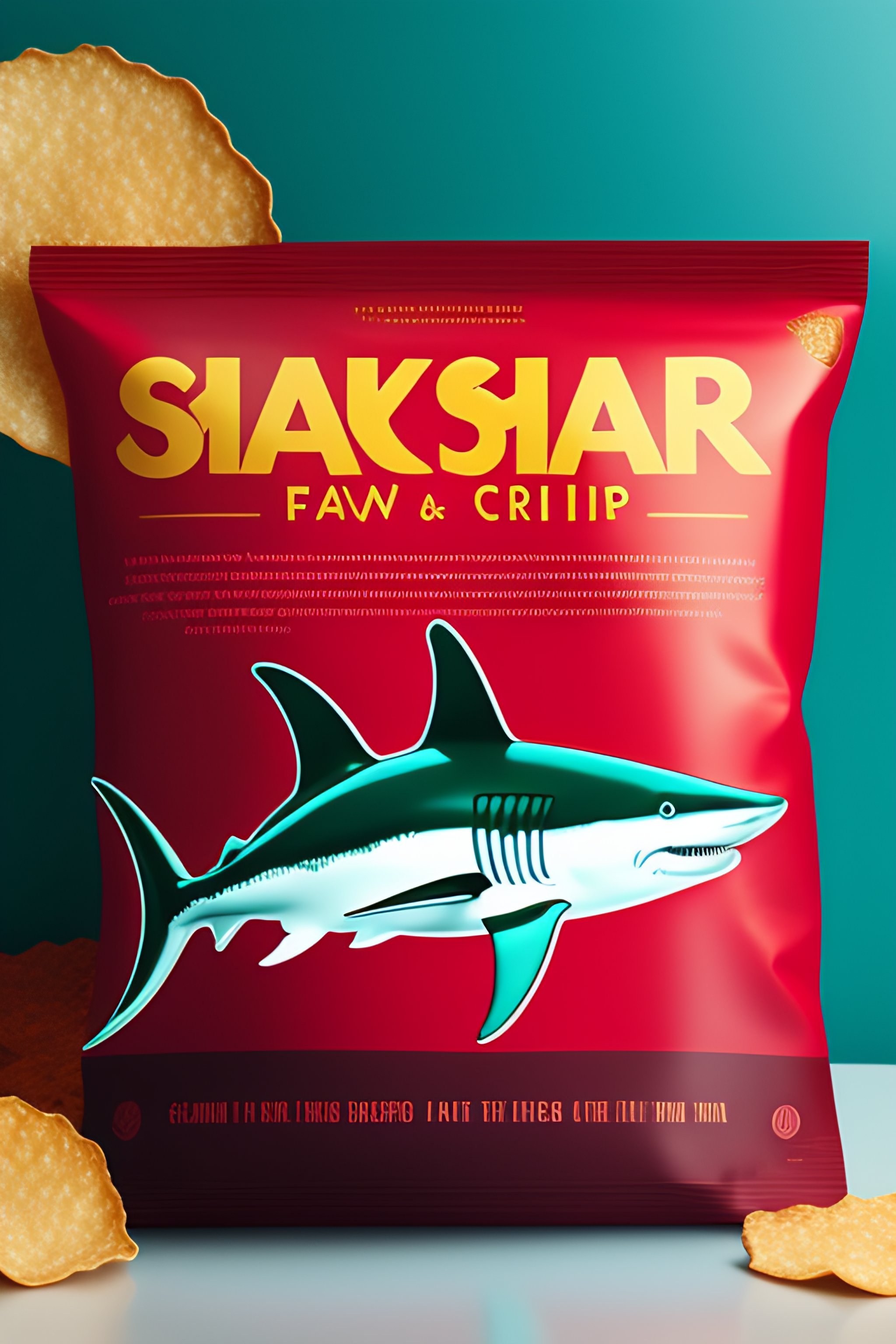 Lexica - Shark fin favoured crisps packet and bowl of crisps