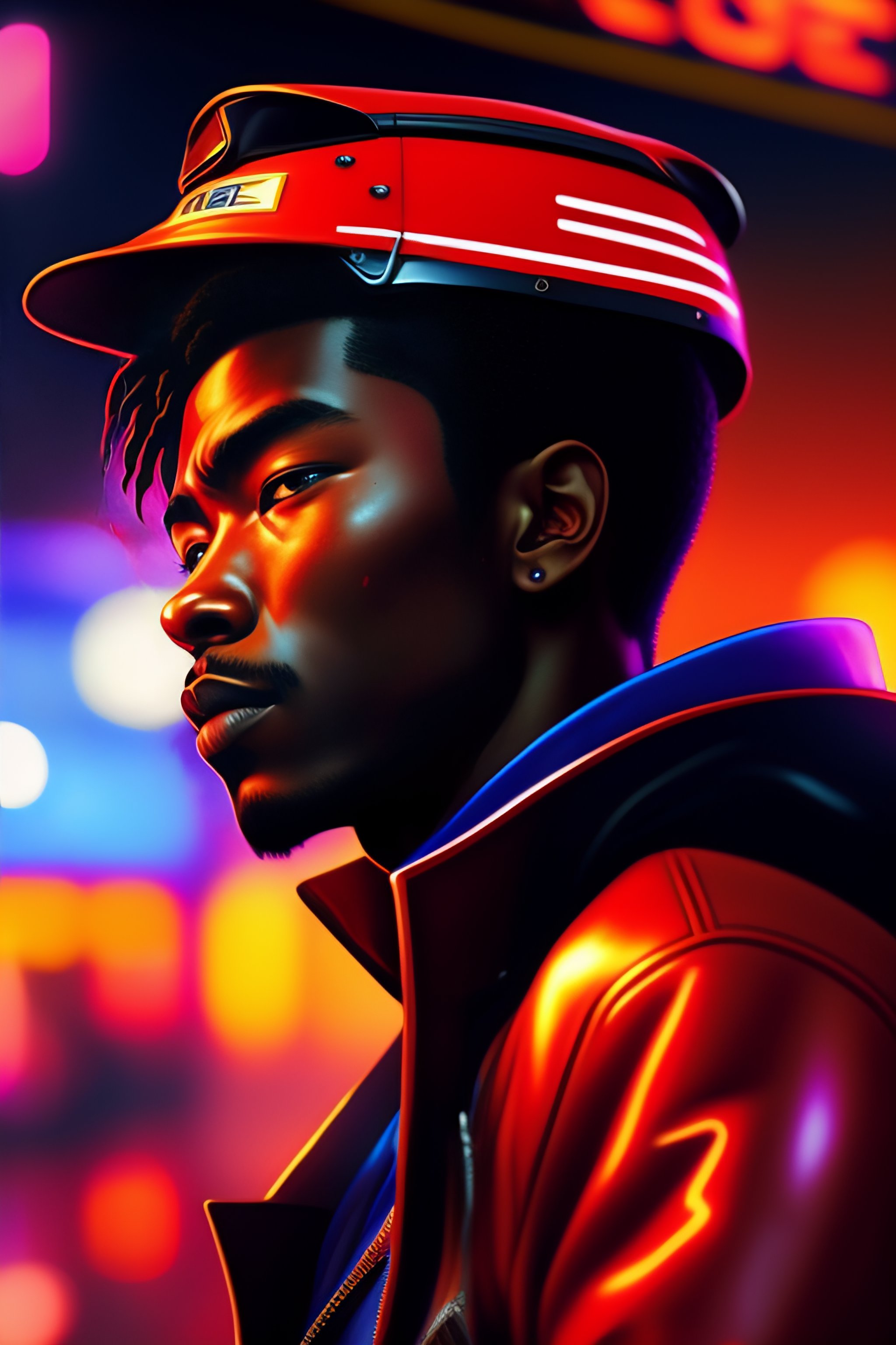 Lexica - Kaneda on his motorcycle in neo tokyo looking for akira, night ...