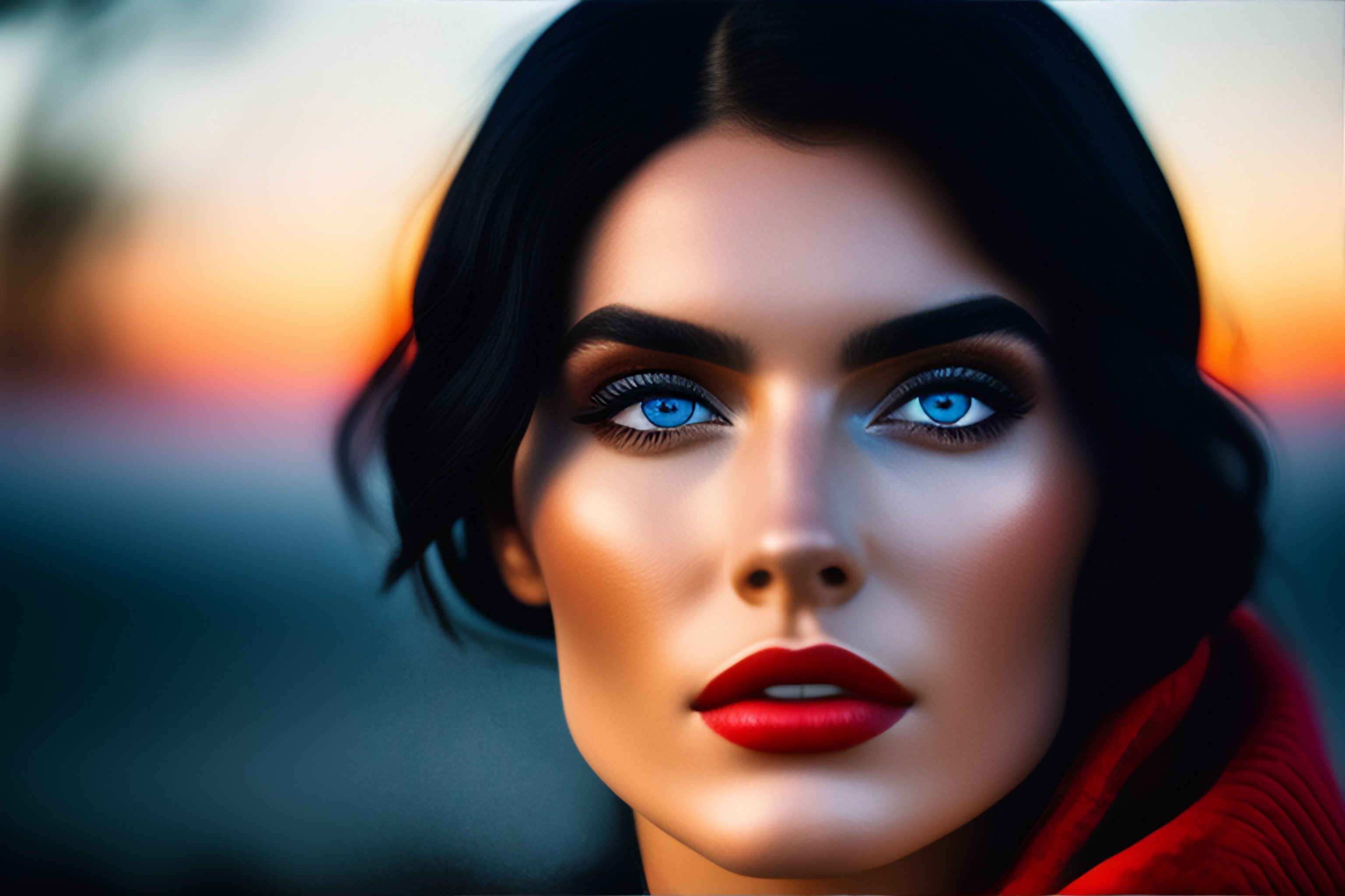 Lexica - A portrait of a toxic white girl, black hair, blue eyes, fine ...