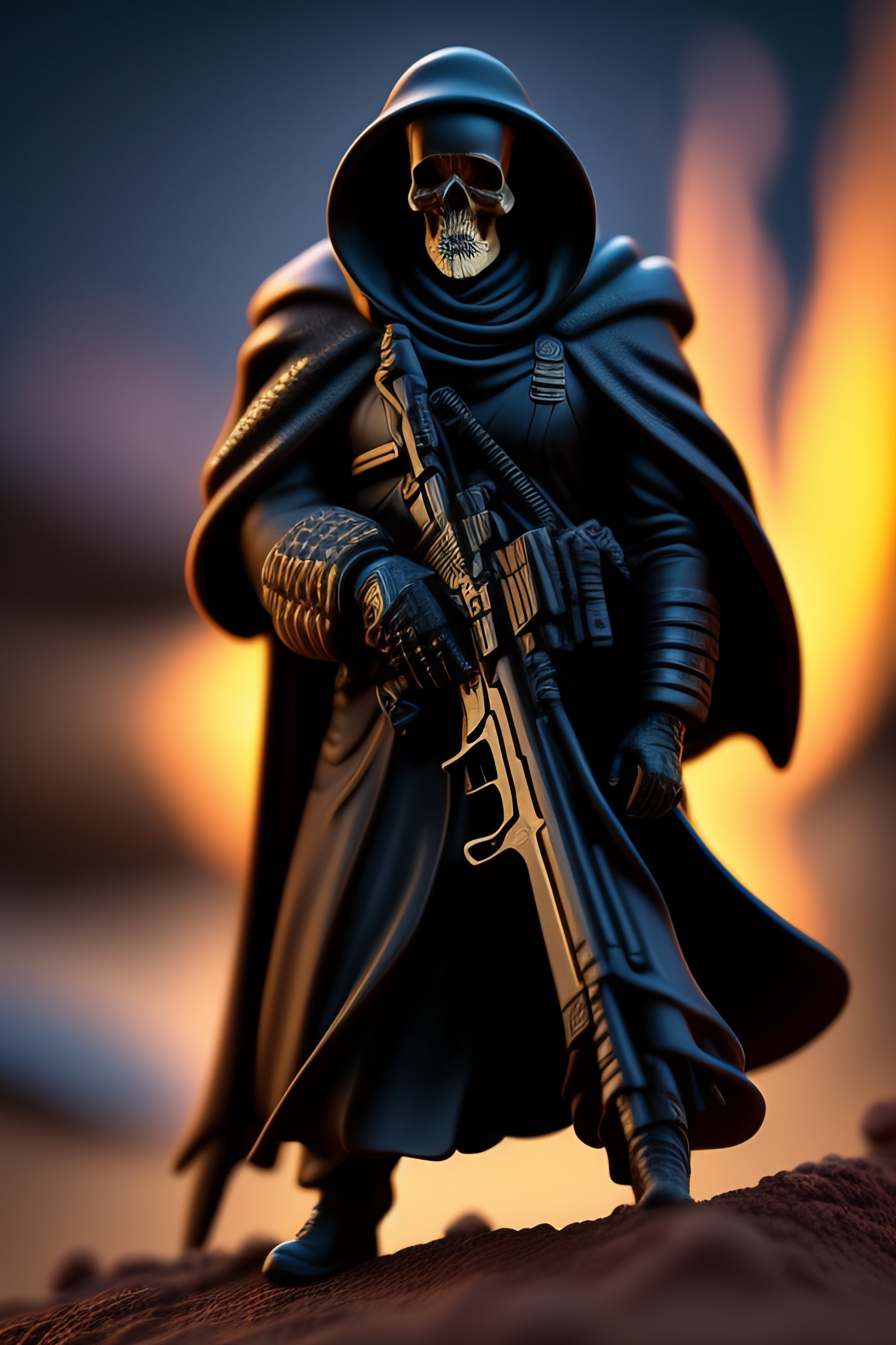 Lexica - Grim reaper sniper killing blood skull face action realistic