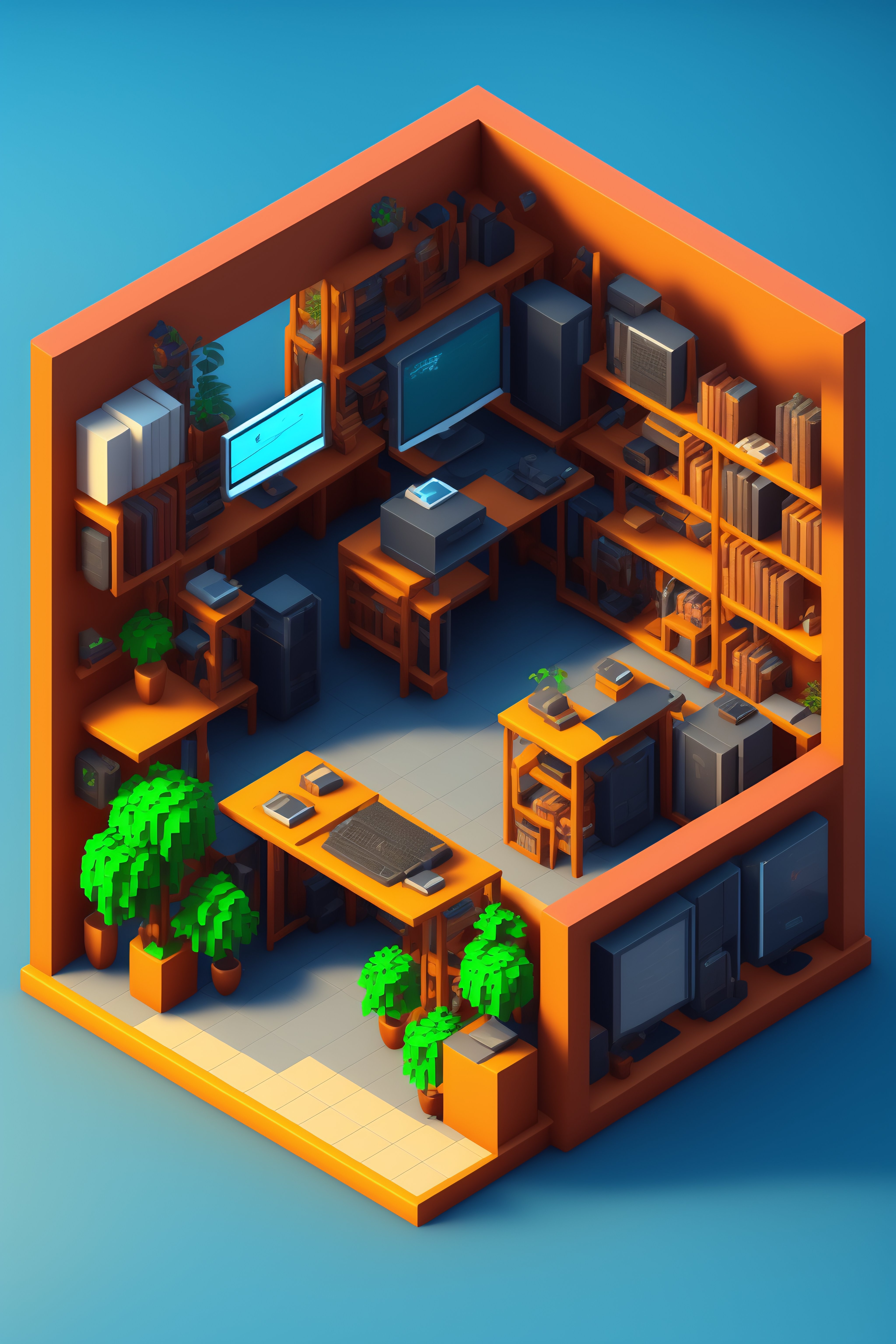 Lexica - Detailed isometric programmer's office, pixel art, unreal ...