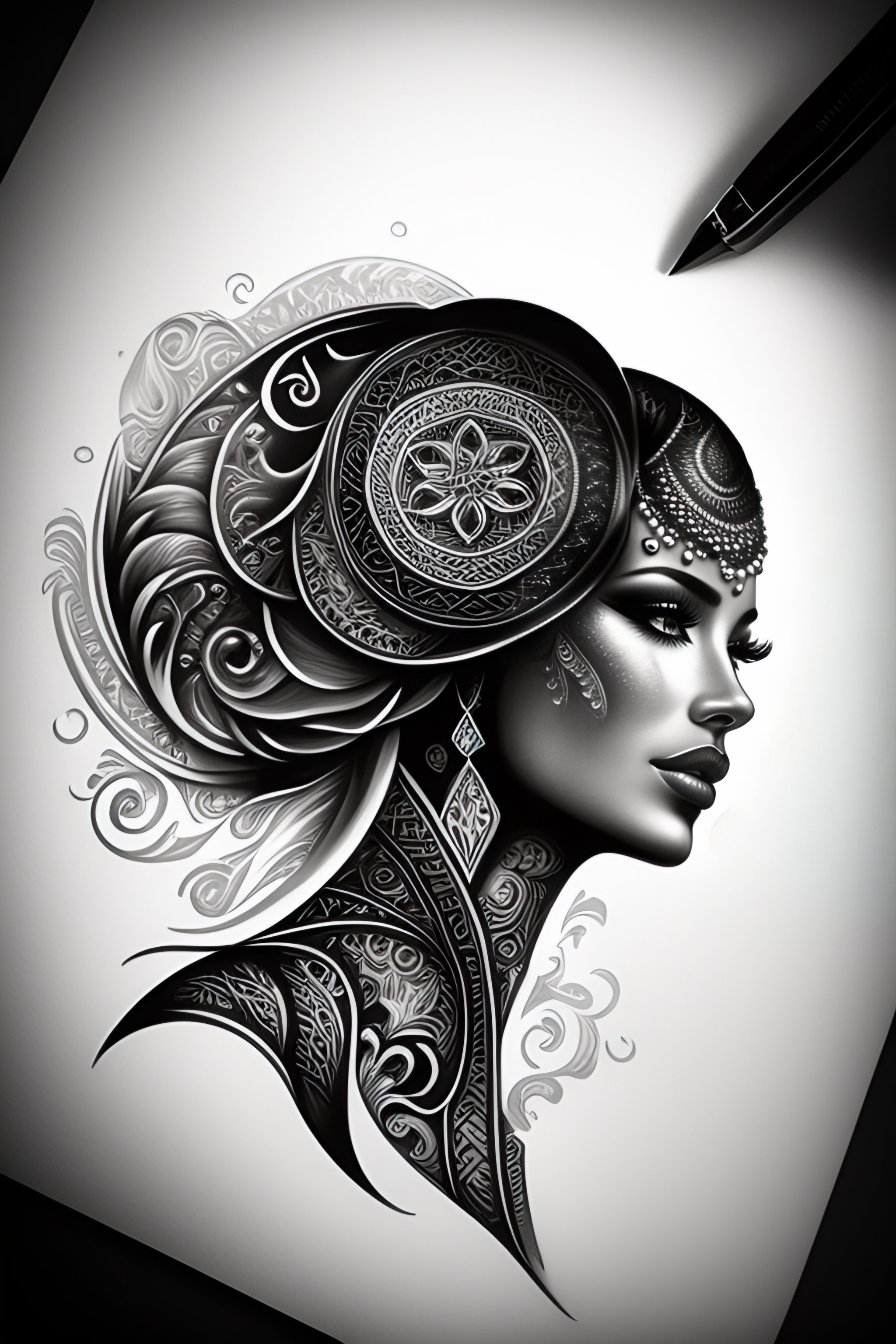 Lexica - Tattoo design, earring, simple design on white background ...