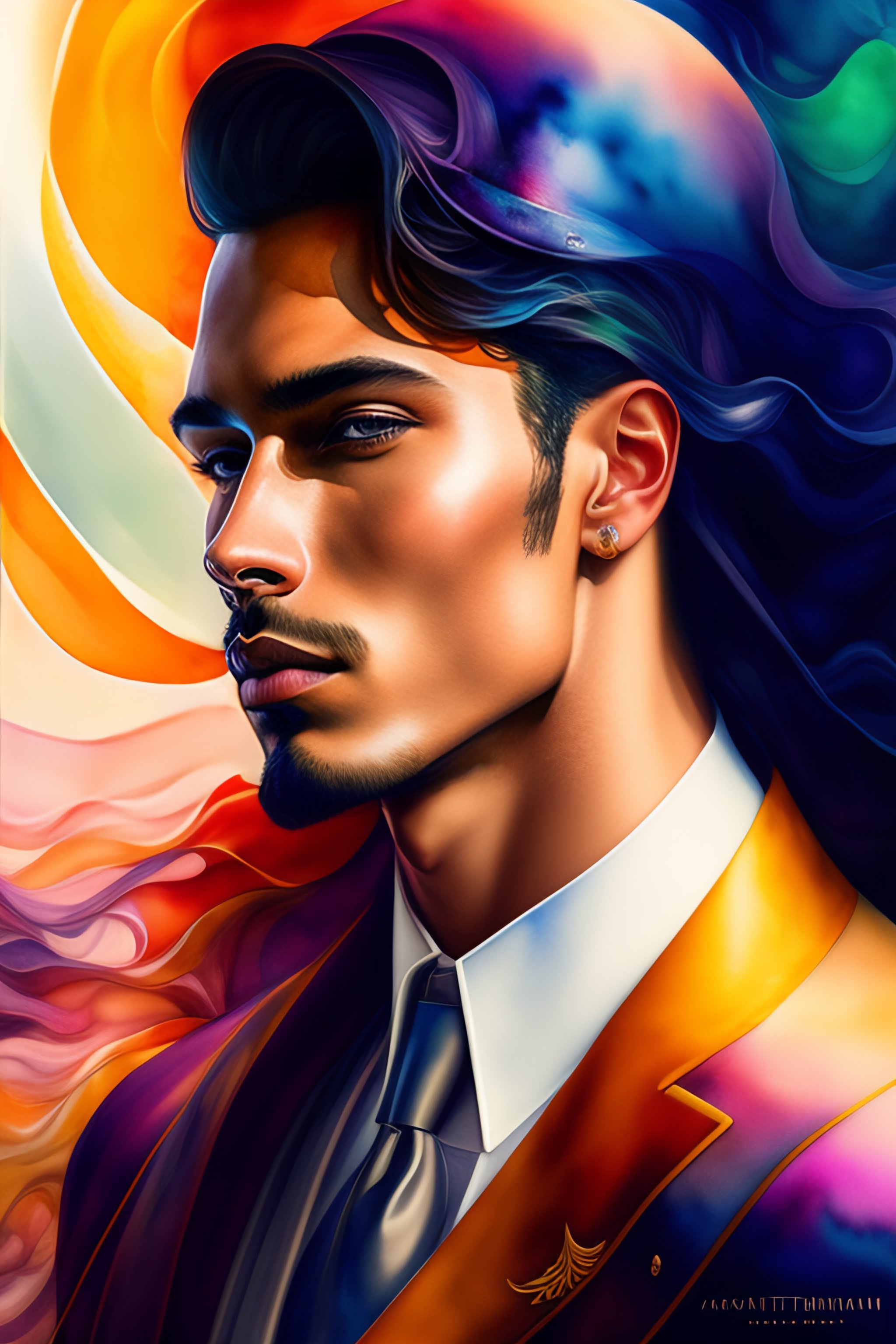 Lexica - Artistic portrait of sks man, watercolor art, watercolor ...