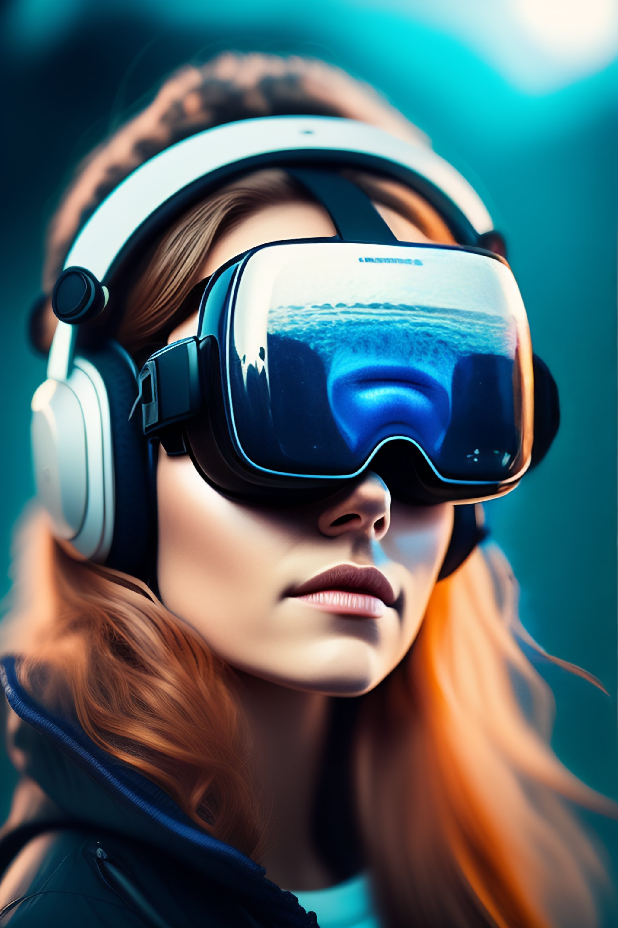 Lexica - Portrait of a girl with VR, underwater , lab ,sci-fi