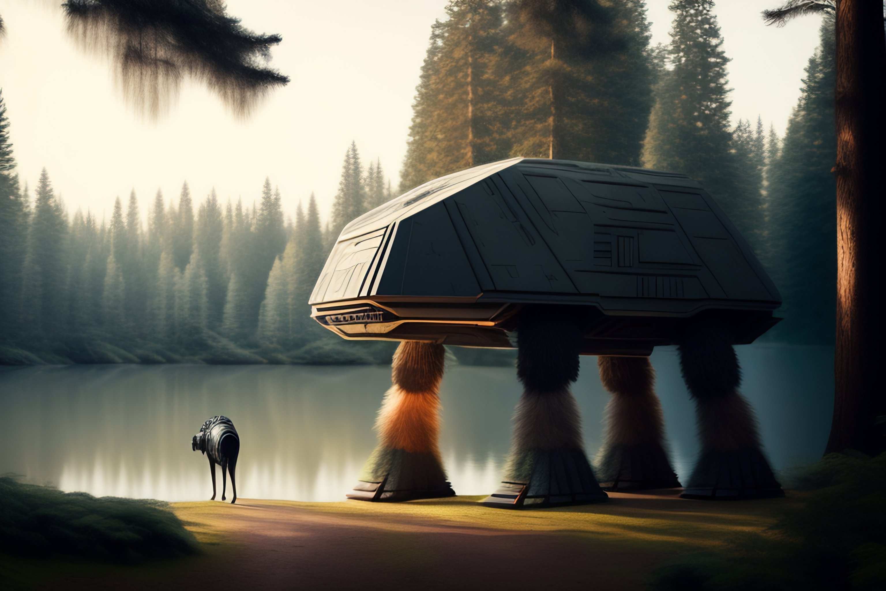 Lexica - Star wars at-at walker in the forest cinematic