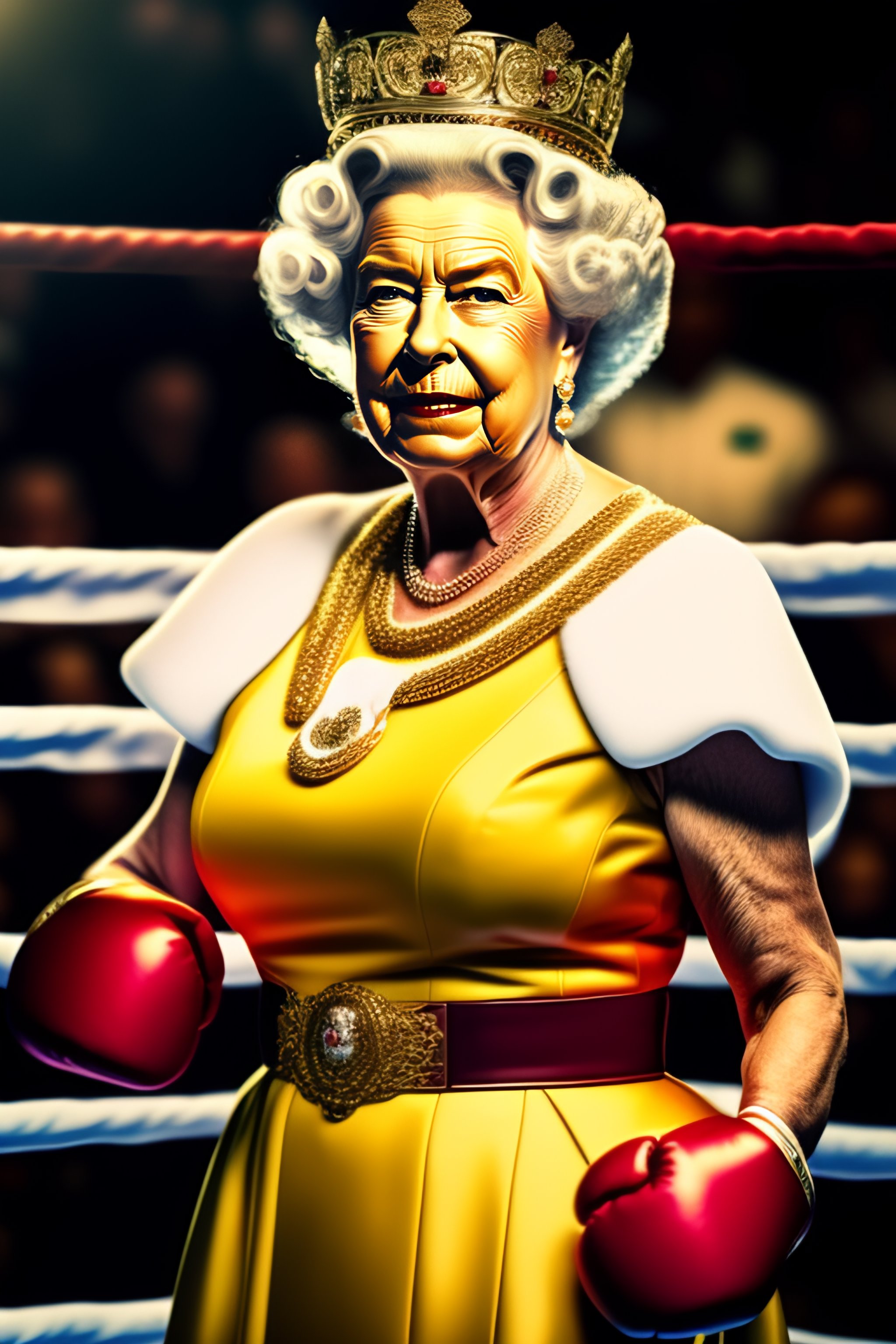 Lexica - Queen elizabeth in a boxing ring