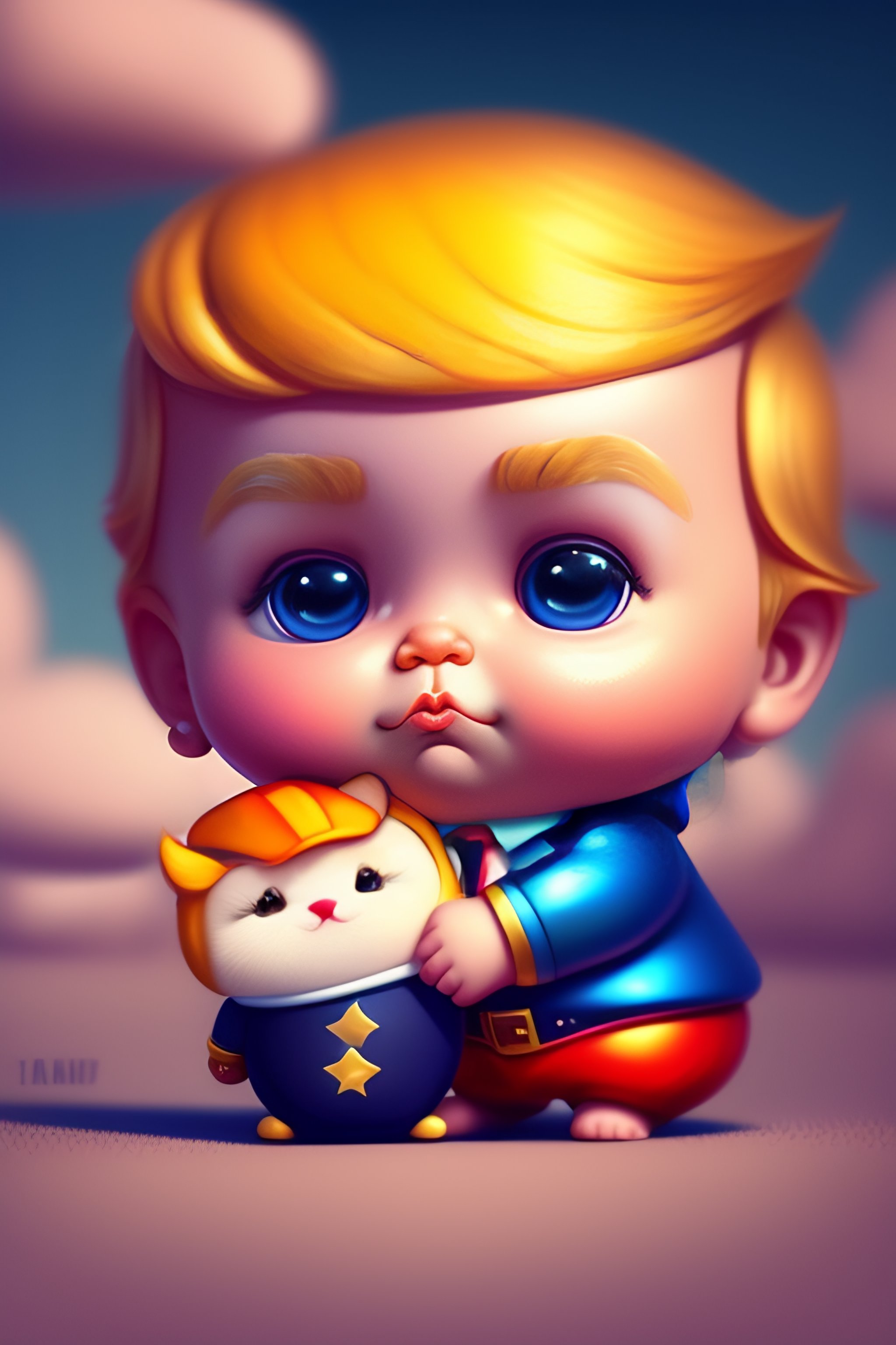 Lexica - Cute and adorable cartoon, donald trump, baby, fantasy ...