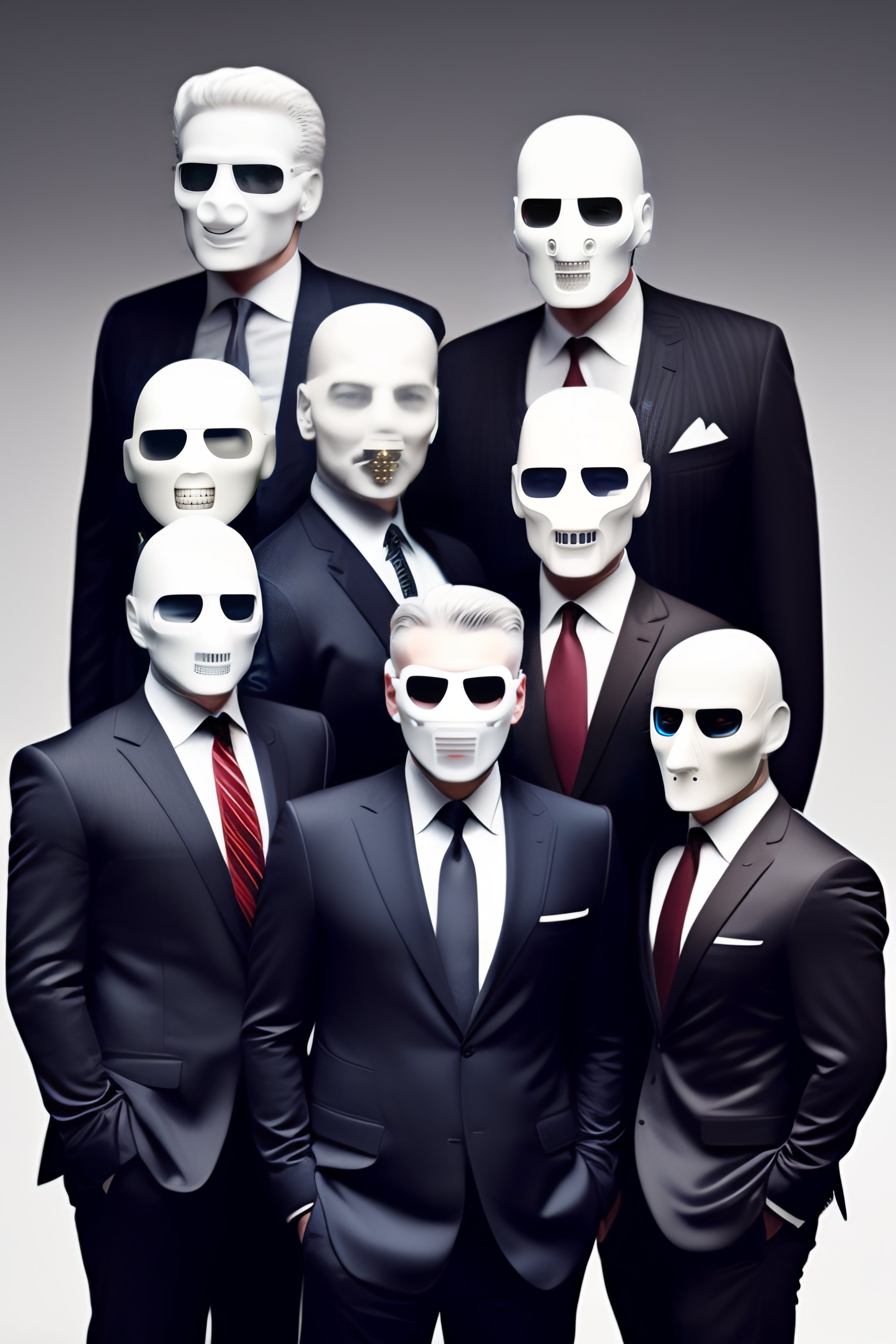 Lexica - A group of creepy white business men with no face wearing ...