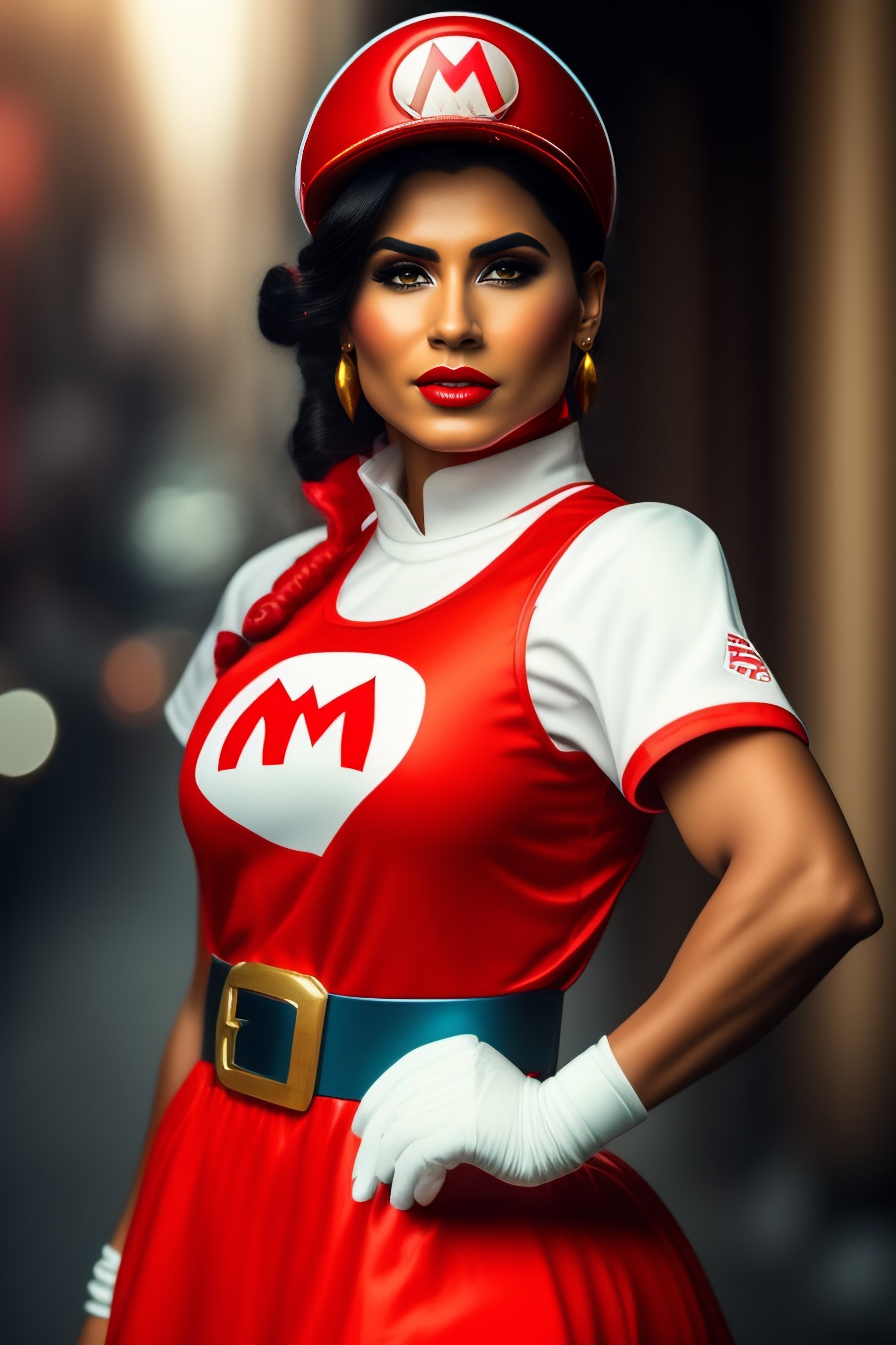 Lexica - Mario as a female character wearing the Super Mario outfit a ...