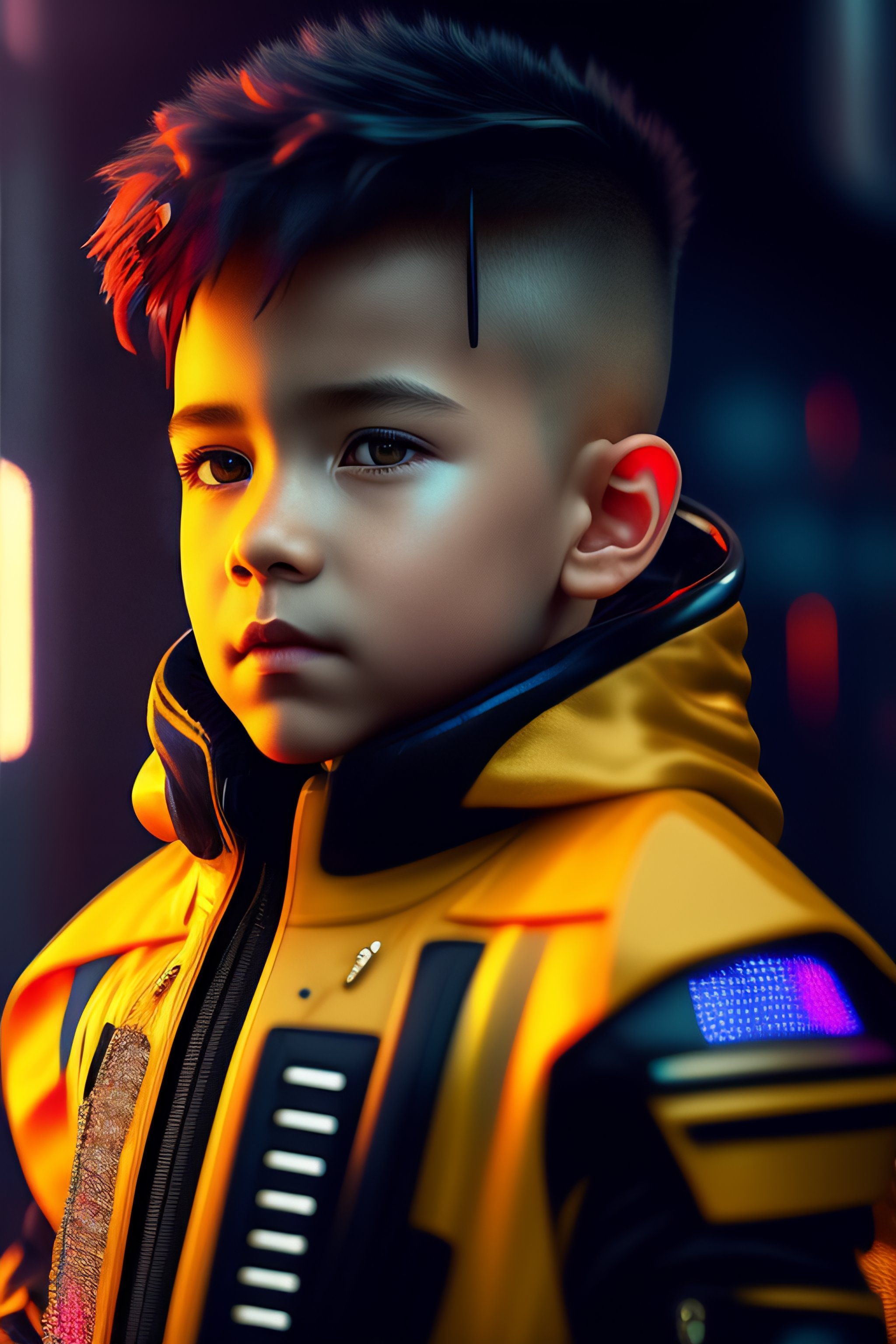 Lexica - Futuristic cyberpunk child boy in the style of ::love death ...