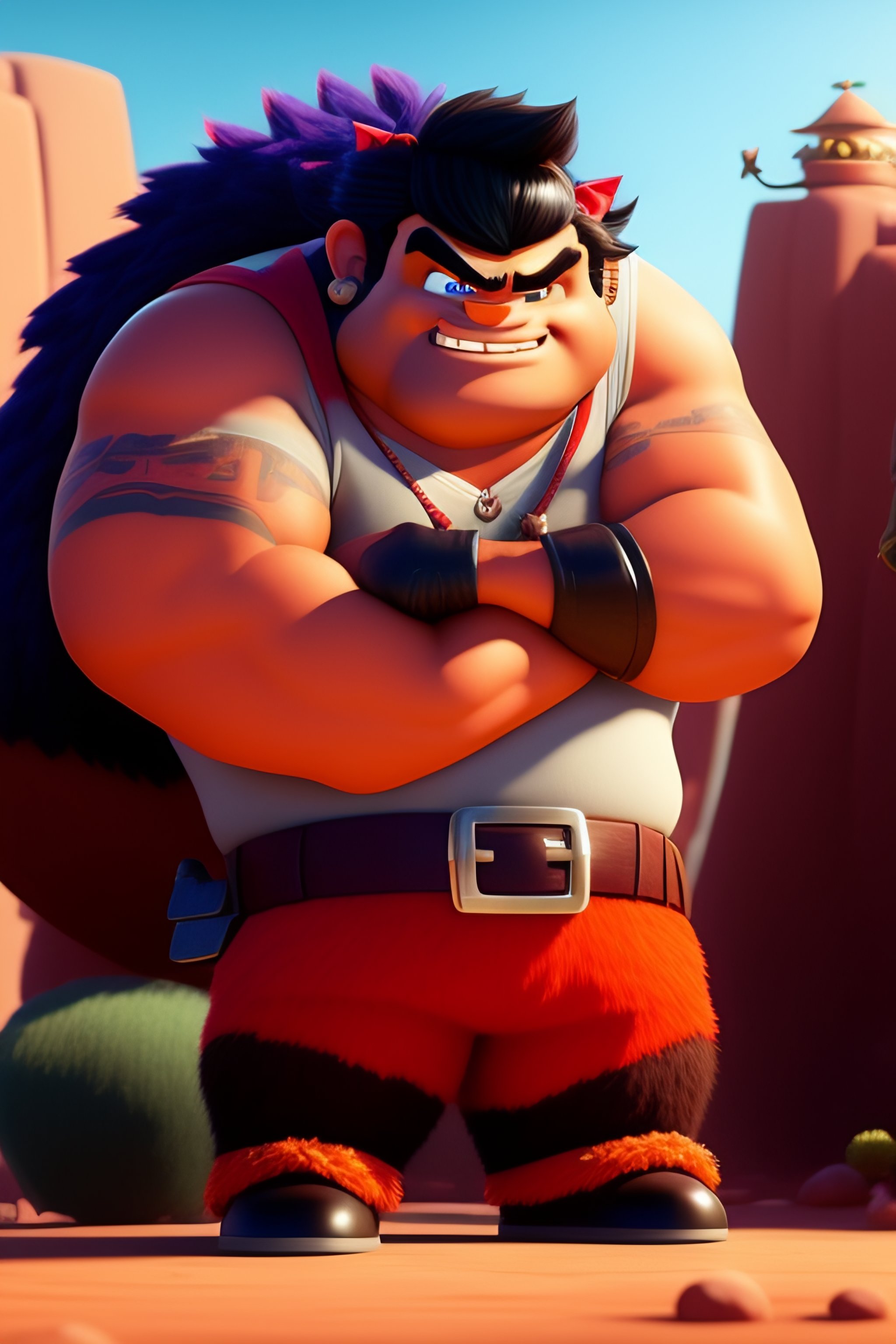 Lexica - Ralph from movie (wreck it ralph) at pyramids, pixar style