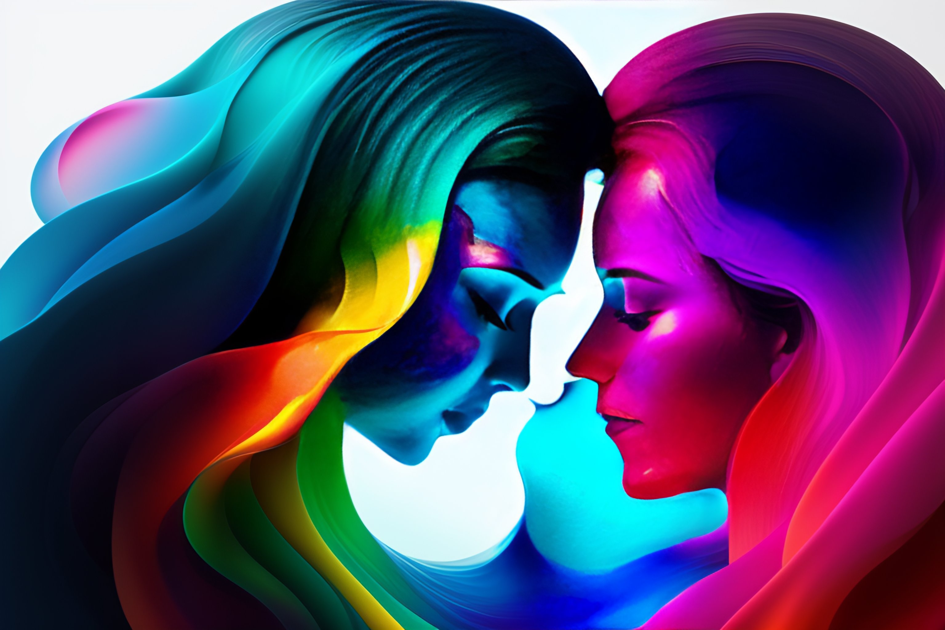 Lexica - Abstract colorful underwater ink art of a couple in love ...