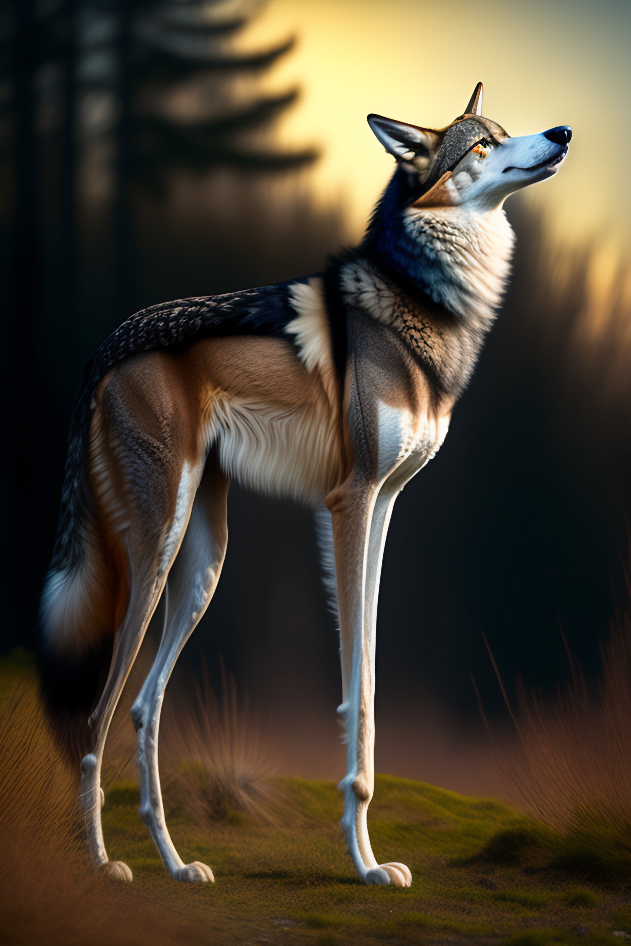 Lexica - EXTREMELY TALL, very emaciated wolf falcon wolf falcon wolf ...