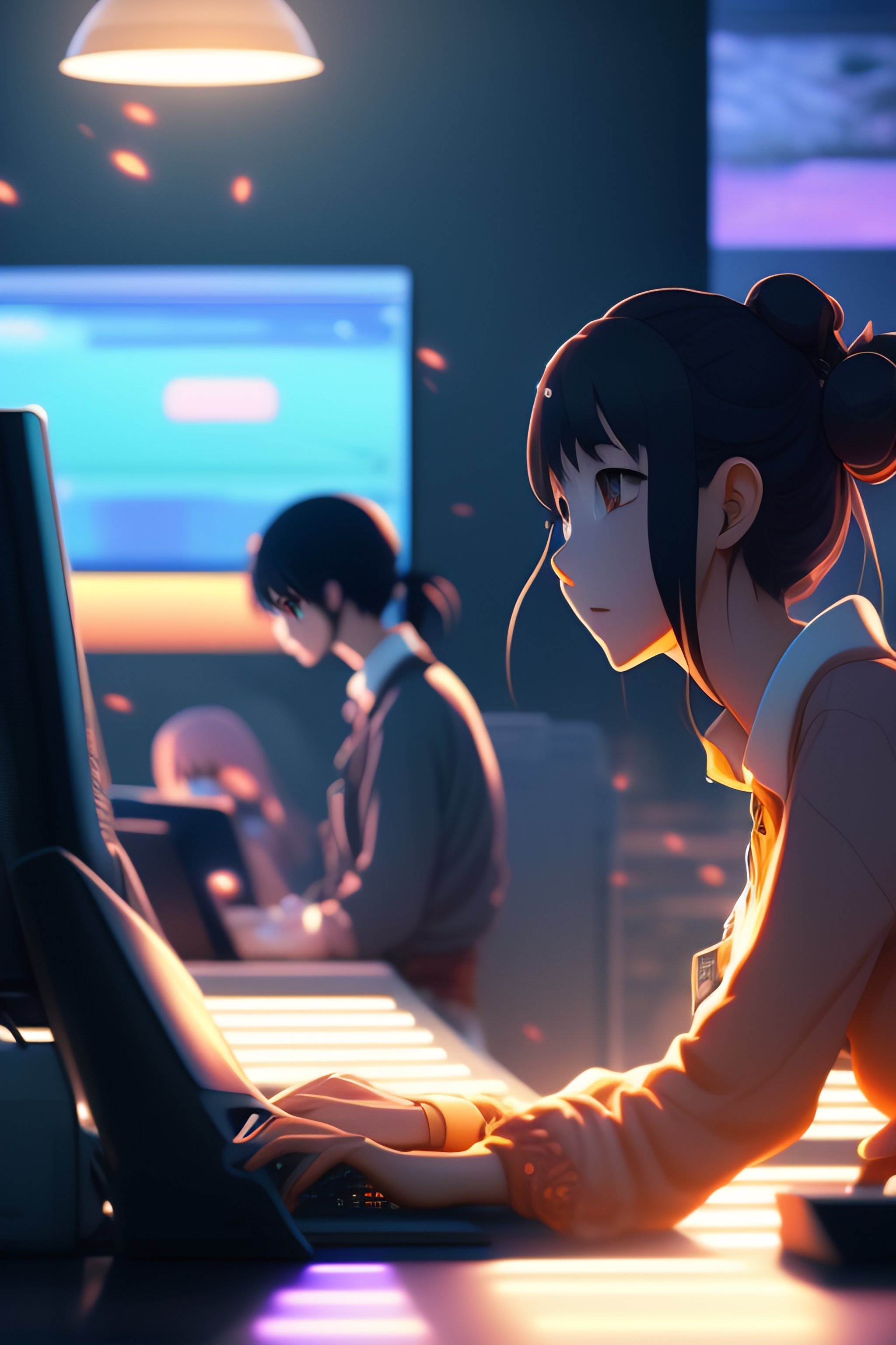 Lexica - Create a high resolution artwork of Anime Girl is programming ...