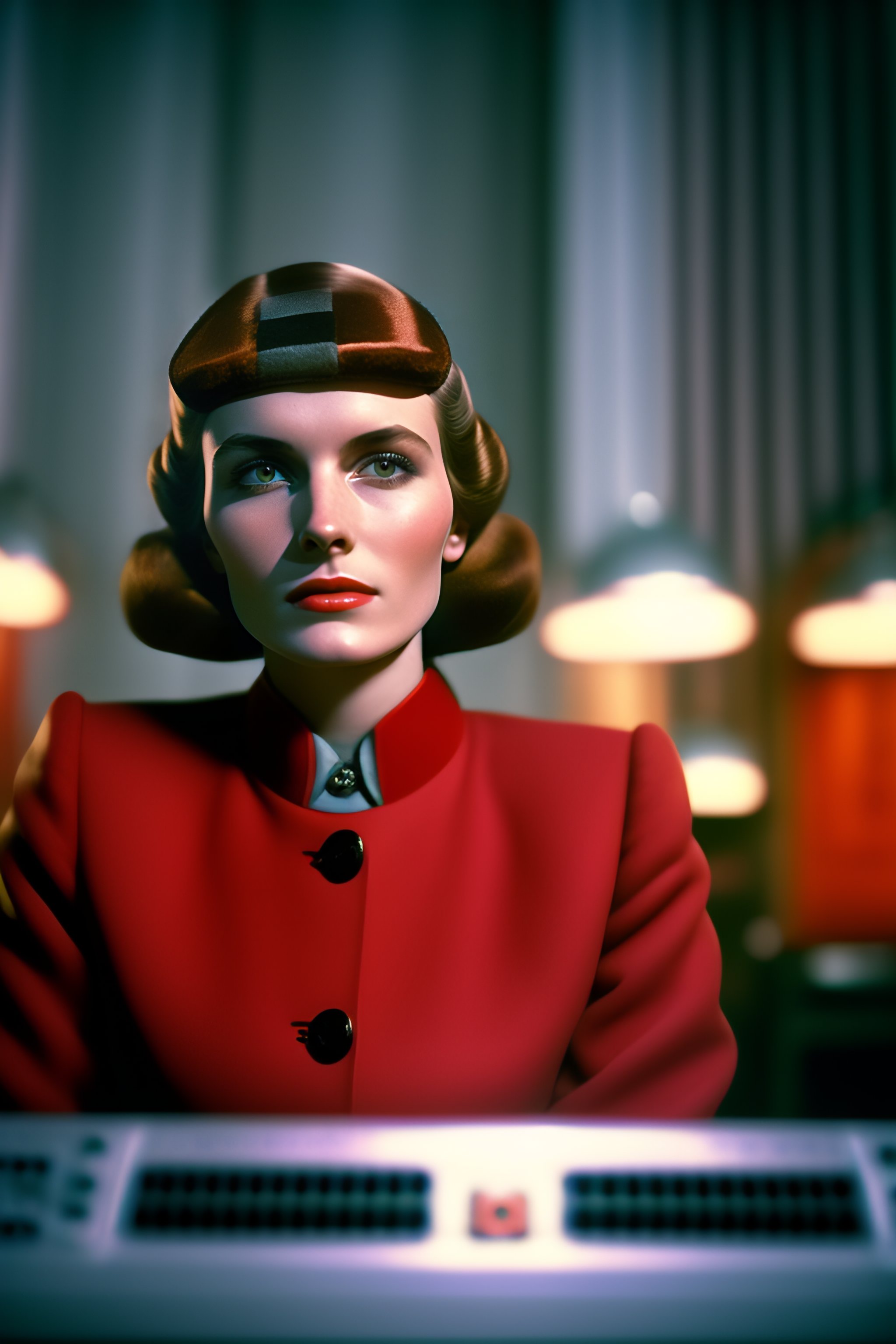 Lexica - A Soviet girl sitting in a chair in front of a soviet computer ...
