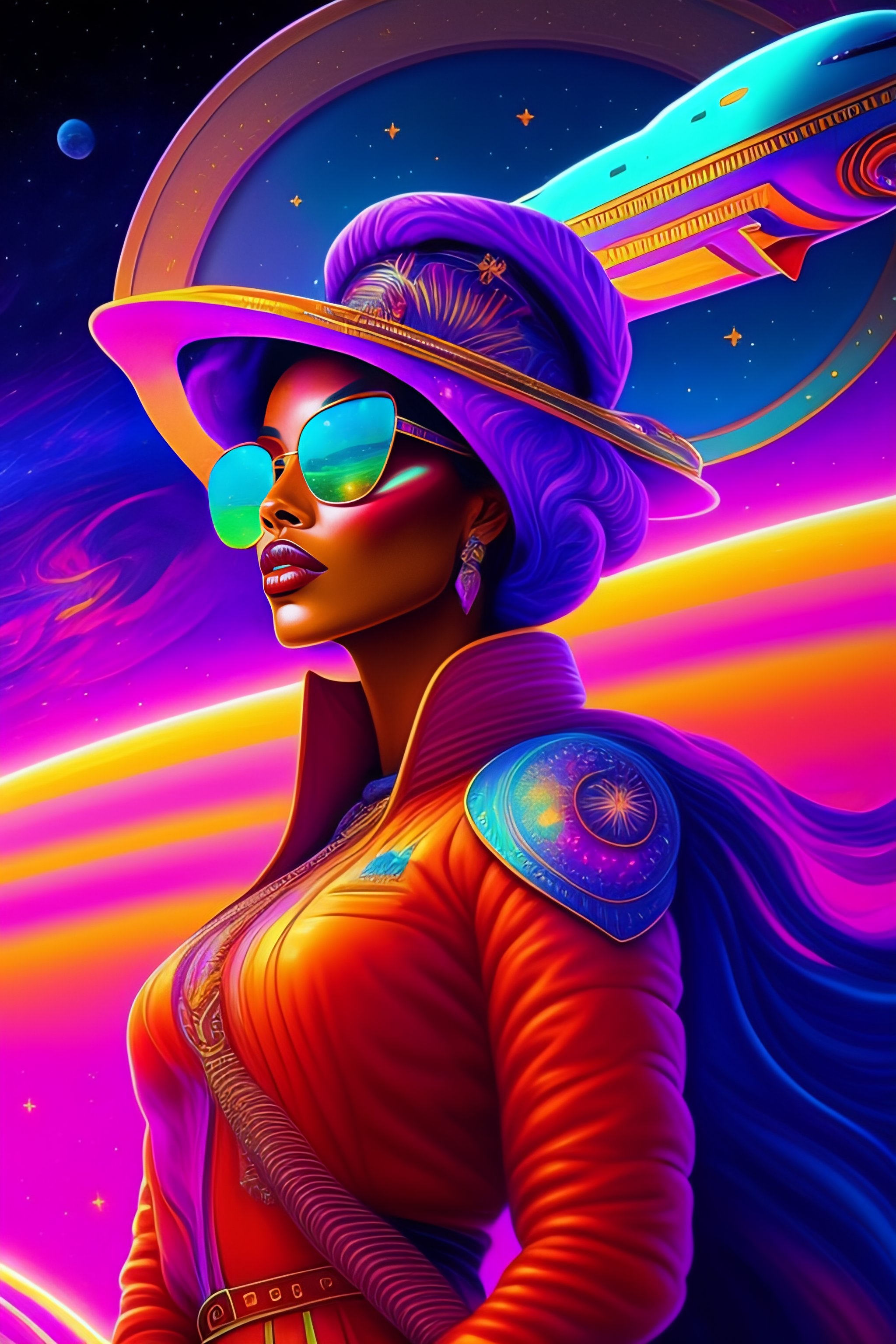 Lexica - 1. "Galactic Queen" - a vibrant and detailed painting of a ...