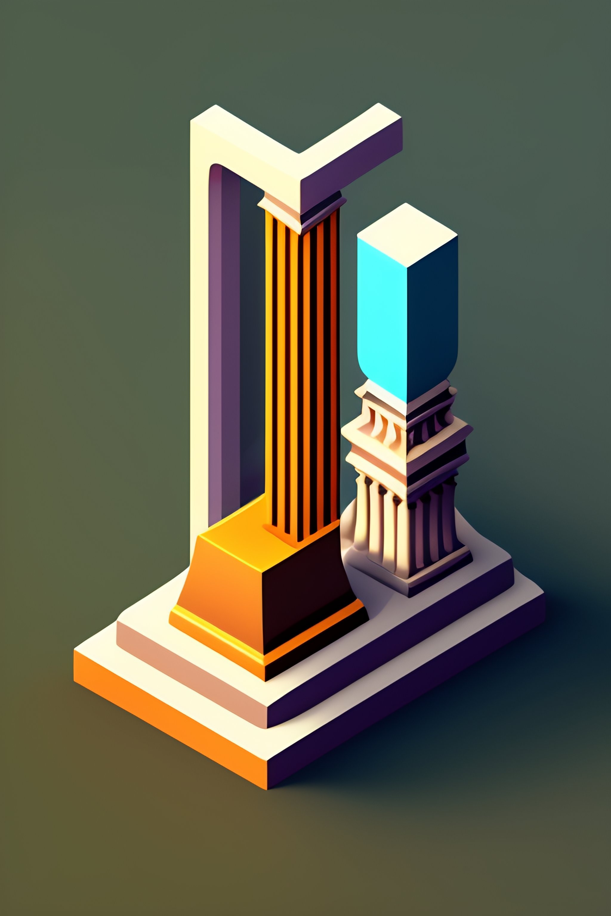 Lexica - 3 pillars isometric flat design