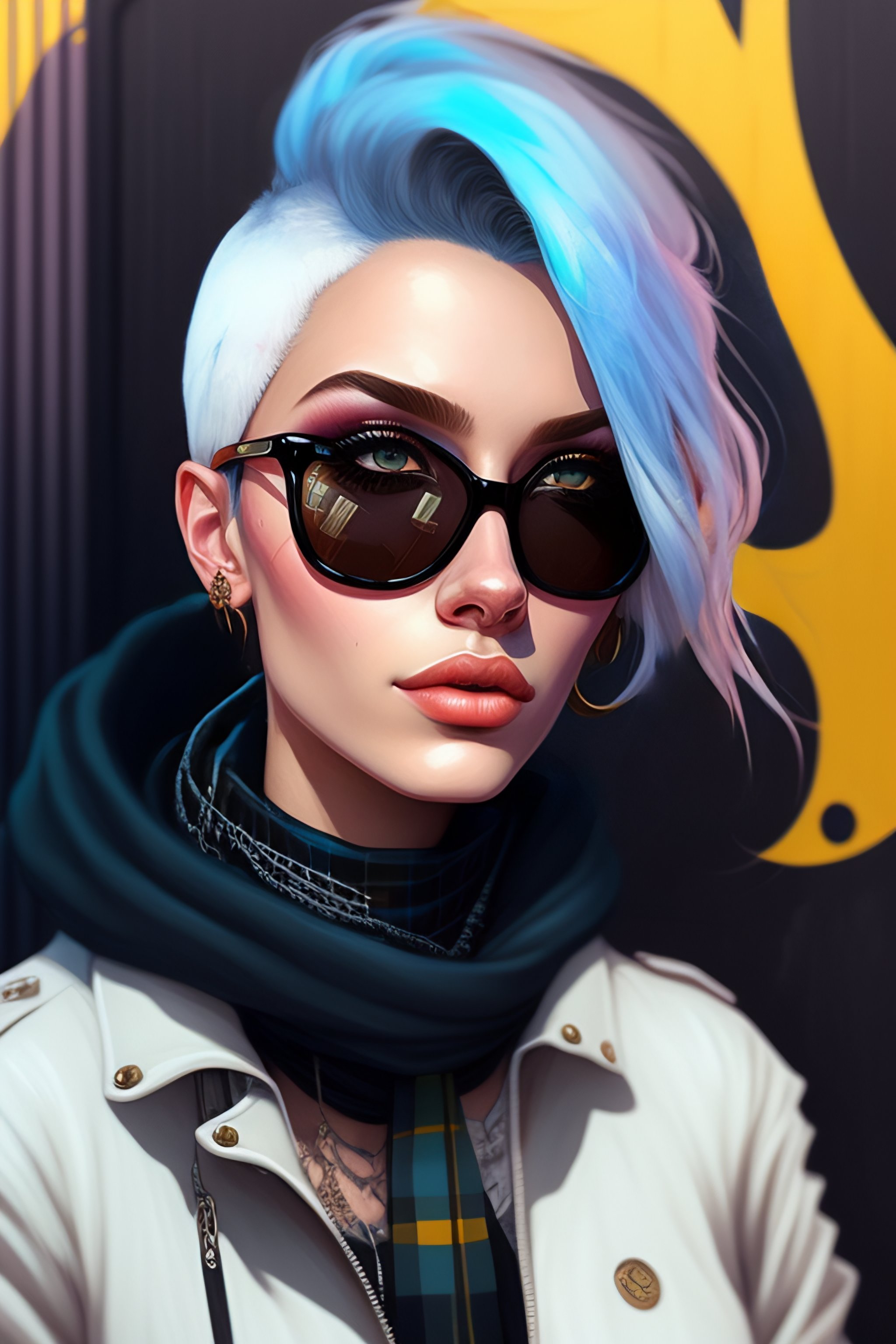 Lexica - Highly detailed portrait of a sewer emo punk lady student ...