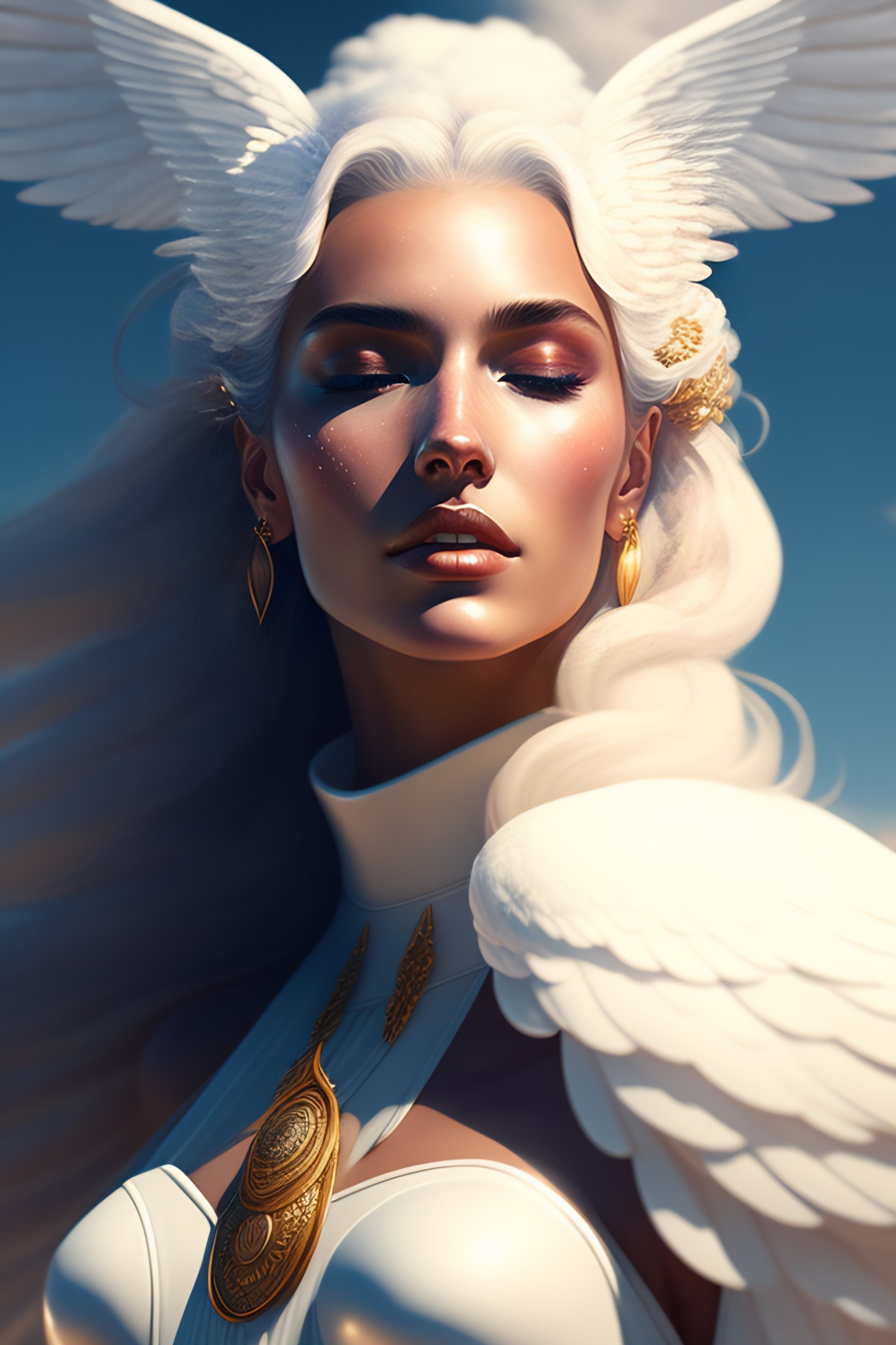 Lexica - A lot of white birds flying in the sky, a beautiful portrait ...