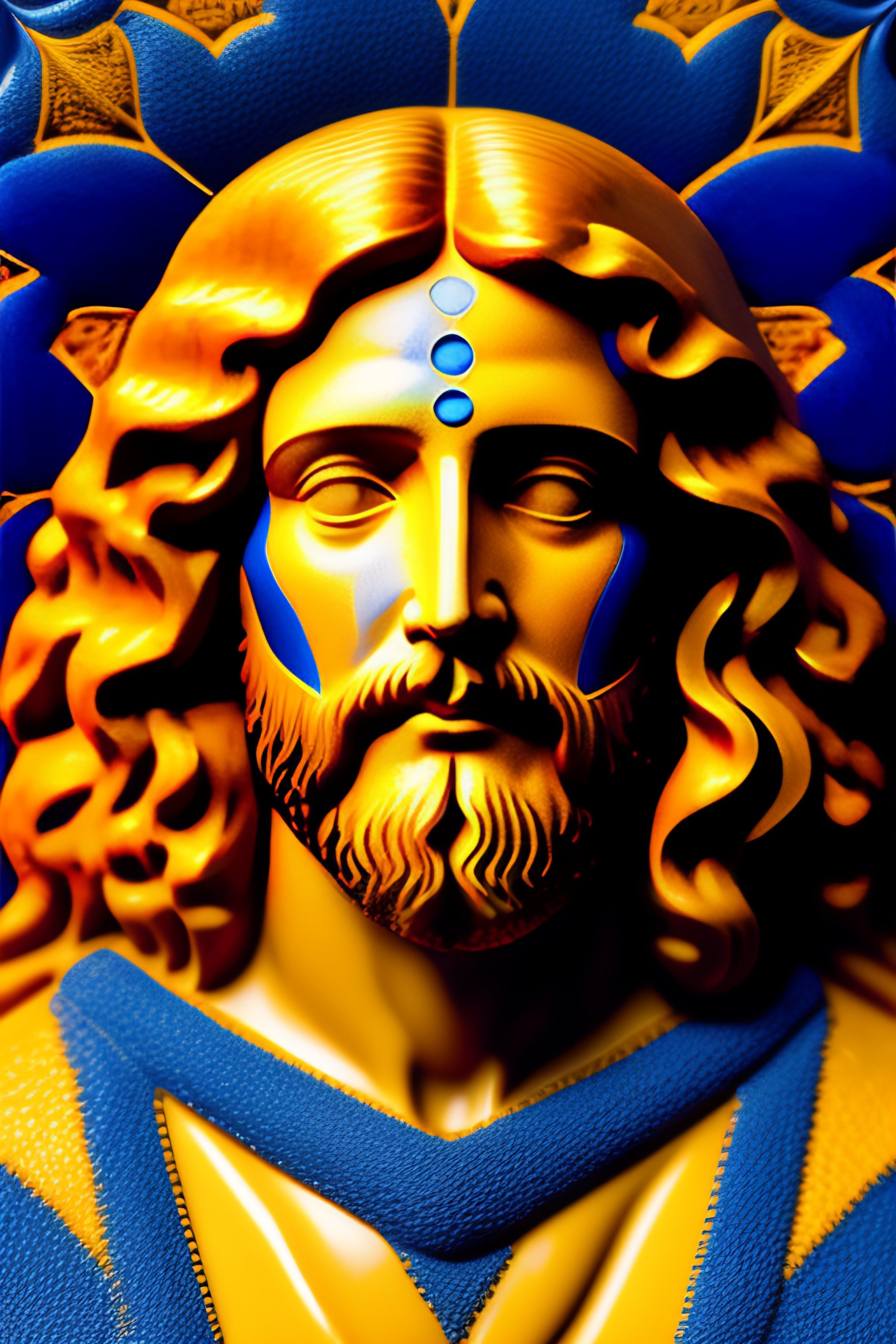 Lexica - A portrait of Jesus blue and yellow manl, highly detailed ...